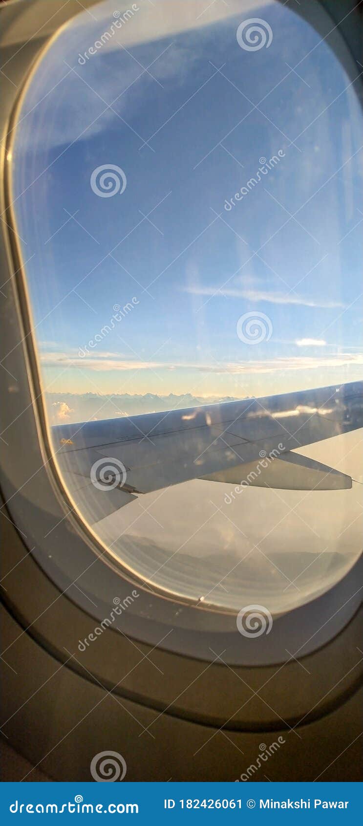 View from flight window stock image. Image of shot, reflection - 182426061
