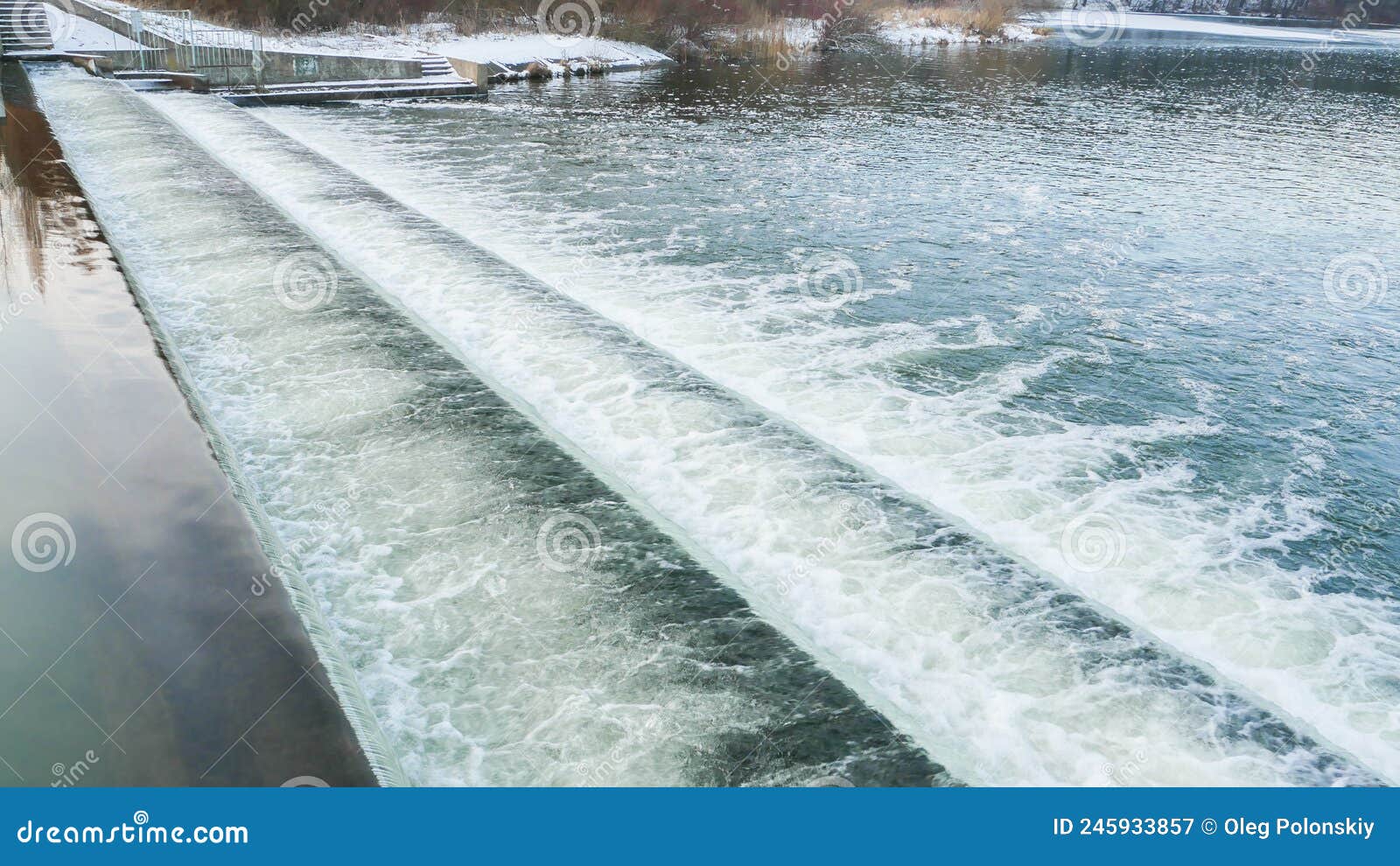 View of Flowing Water on the Dam. Stock Image - Image of river, stream ...