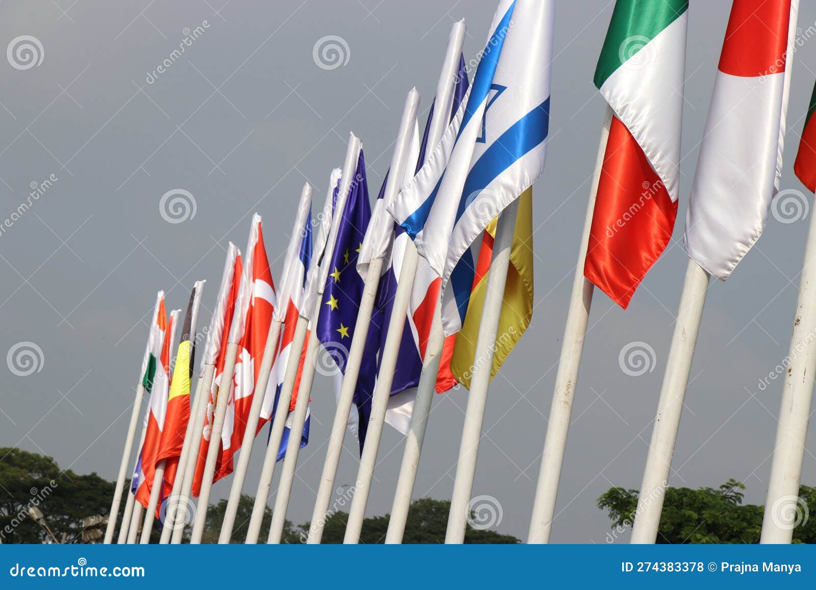 A View of the Flying Flags of All Nations in the Wind Stock Photo ...