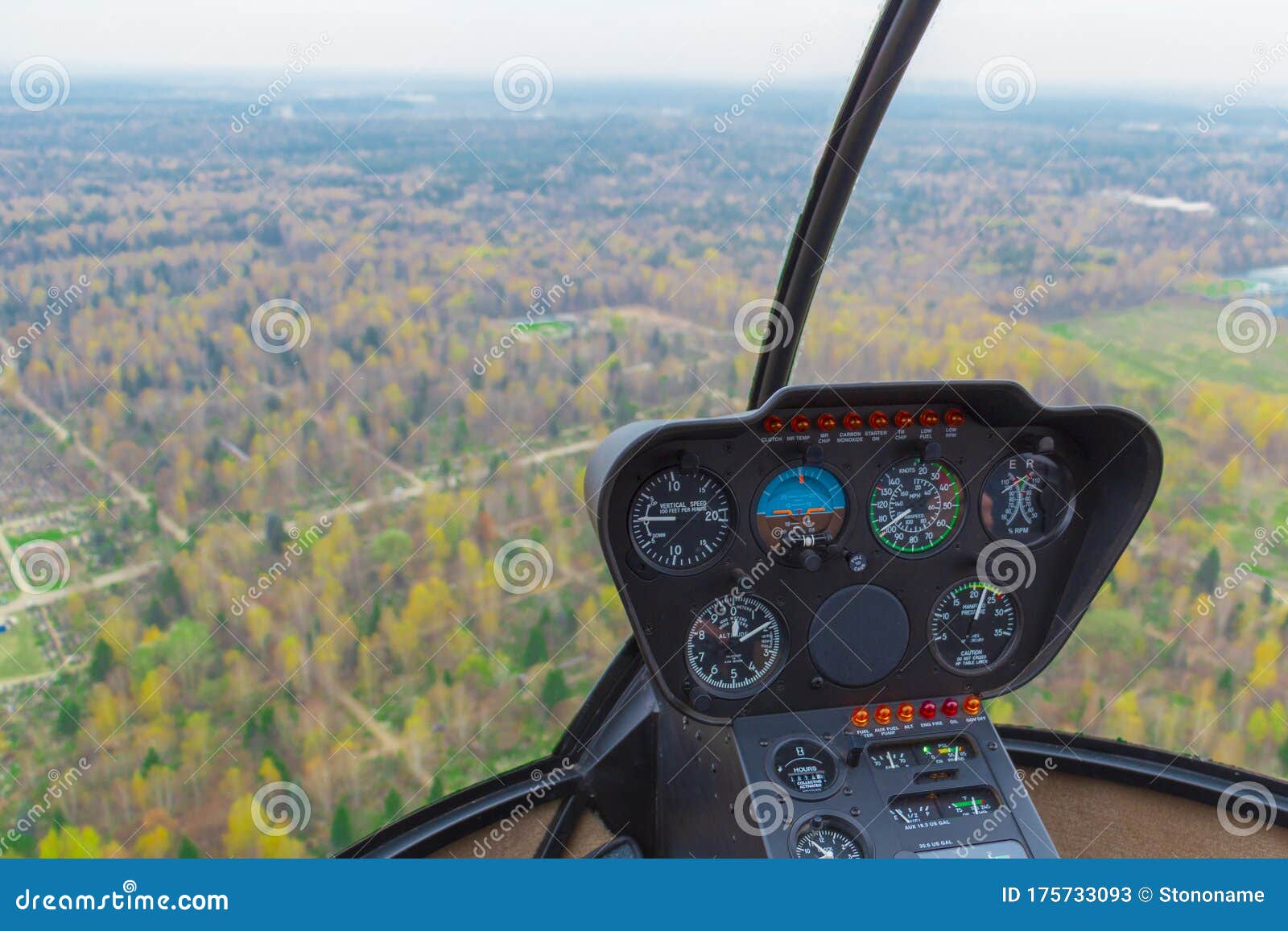 View from Flying Helicopter on Forest Landscape.Helicopter Cabin Stock ...