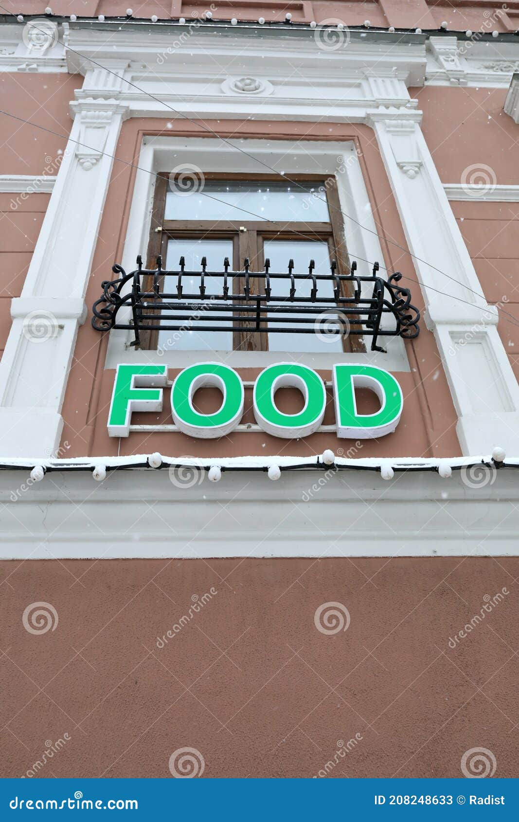 View of food signboard stock image. Image of building - 208248633