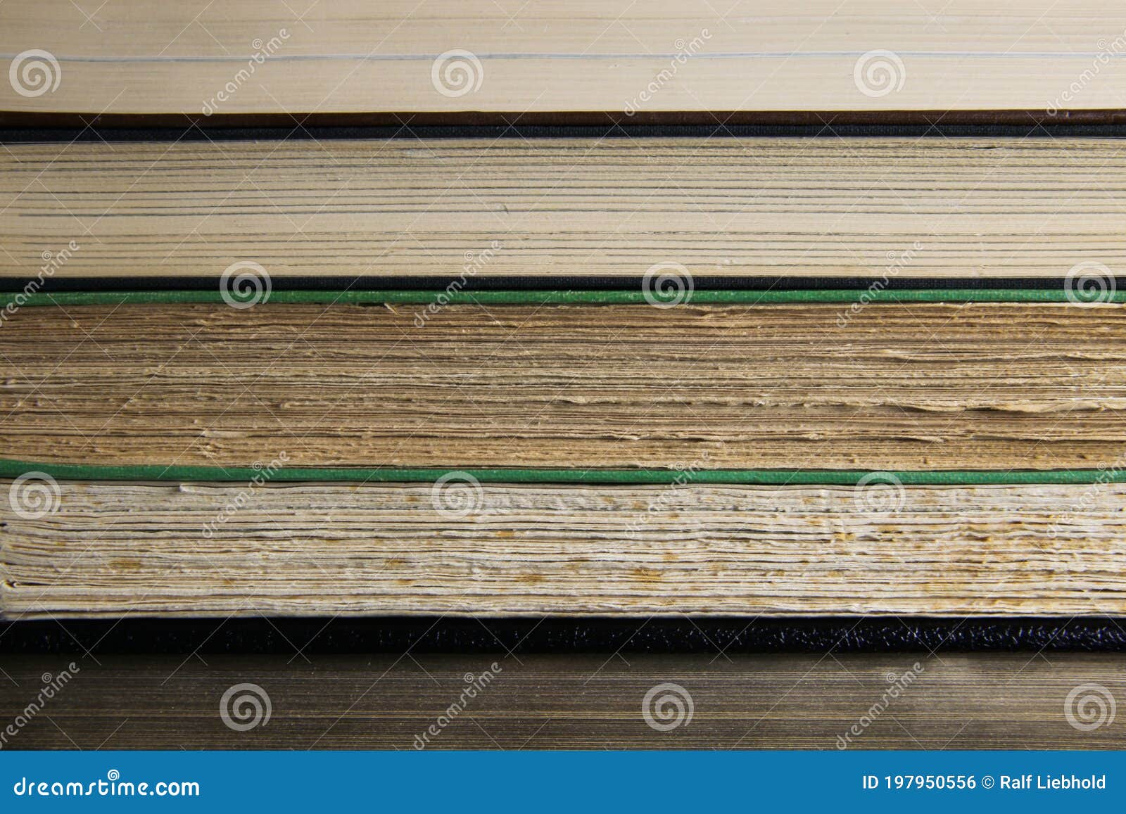 View on Fore Edge of Isolated Stacked Old Yellowed Books with Copy ...