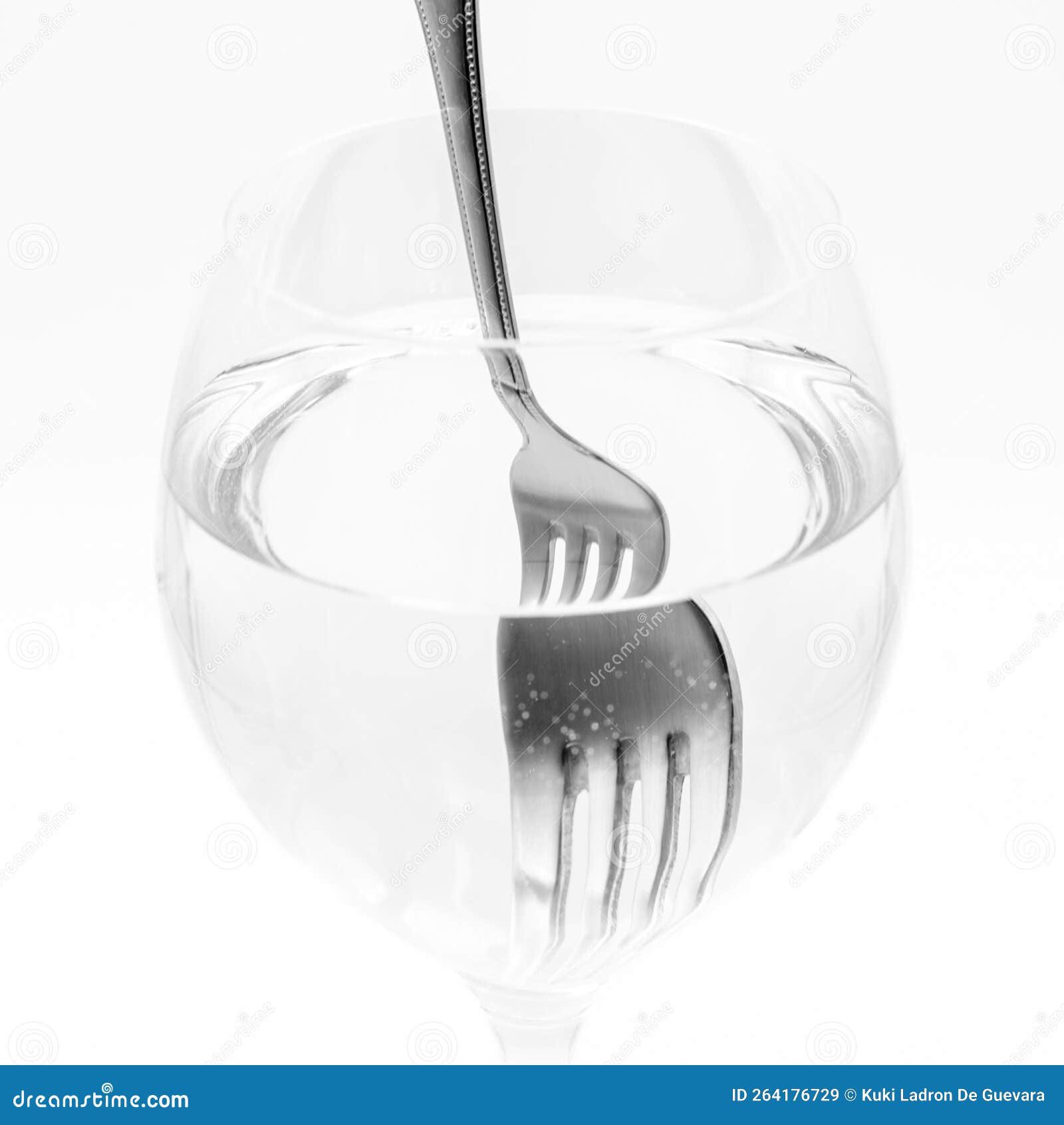 View of a Fork Inside a Glass Filled with Water Stock Image - Image of ...