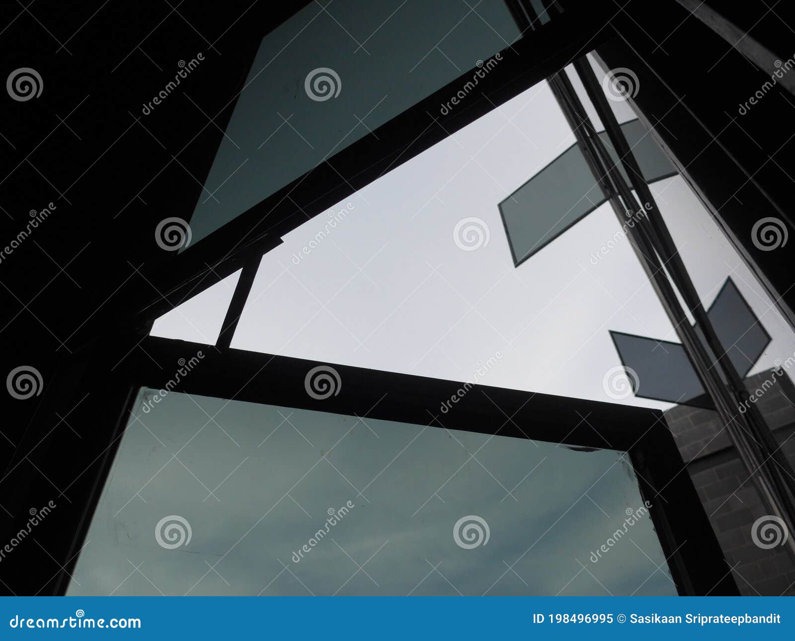 View Form Inside - Reflection Cloud and Overcast Sky in Window Mirror ...