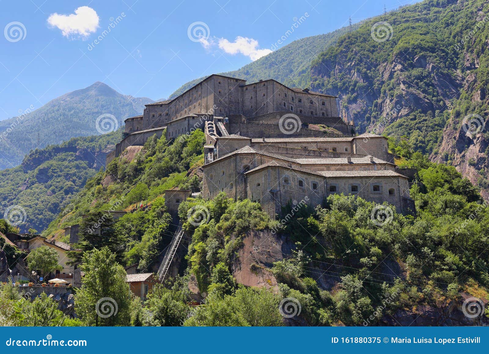 View of Fort Bard, Aosta Valley, Italy Stock Image - Image of house ...
