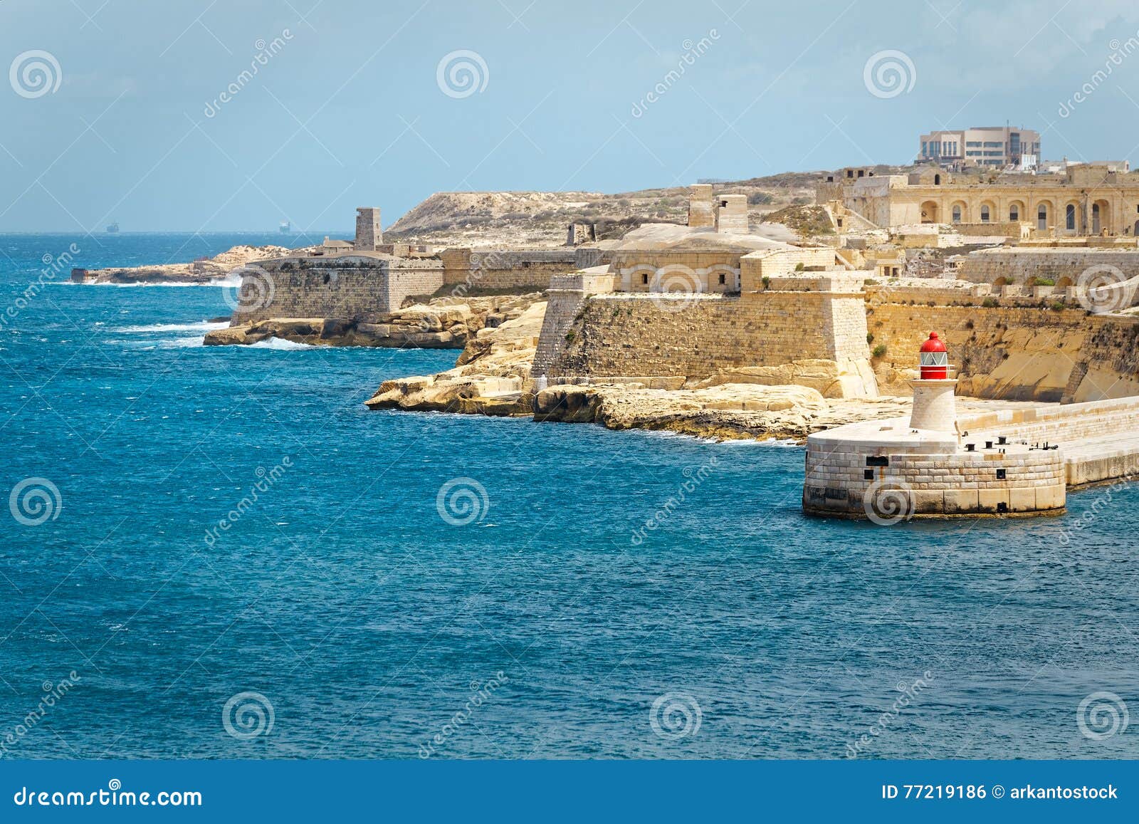 View of Fort Rinella from St. Elmo, Valletta Stock Photo - Image of ...
