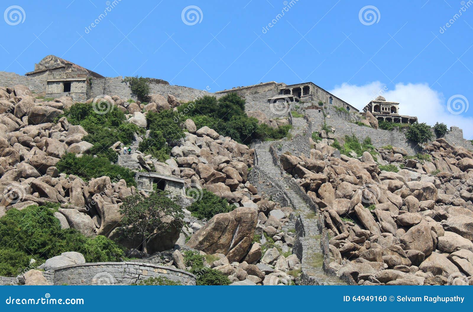 View of Fort with Steps Leading Up a Hill Stock Photo - Image of ...