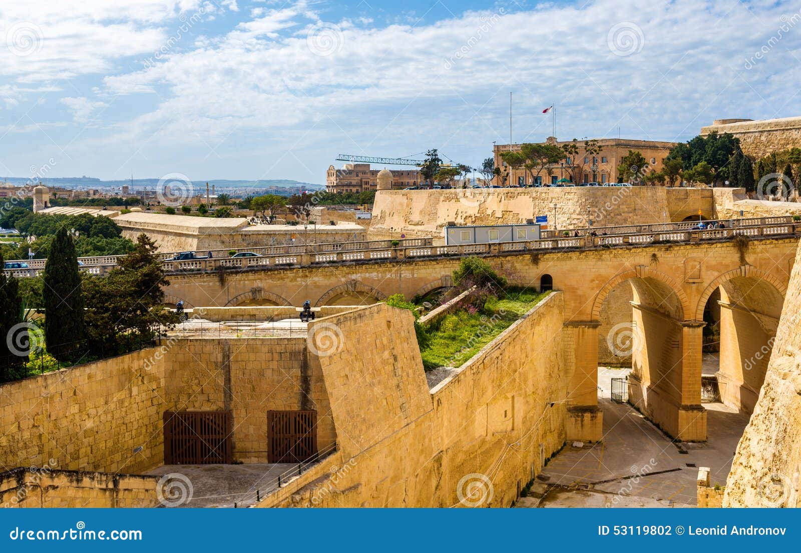 View of Fortifications of Valletta Stock Photo - Image of harbor, blue ...