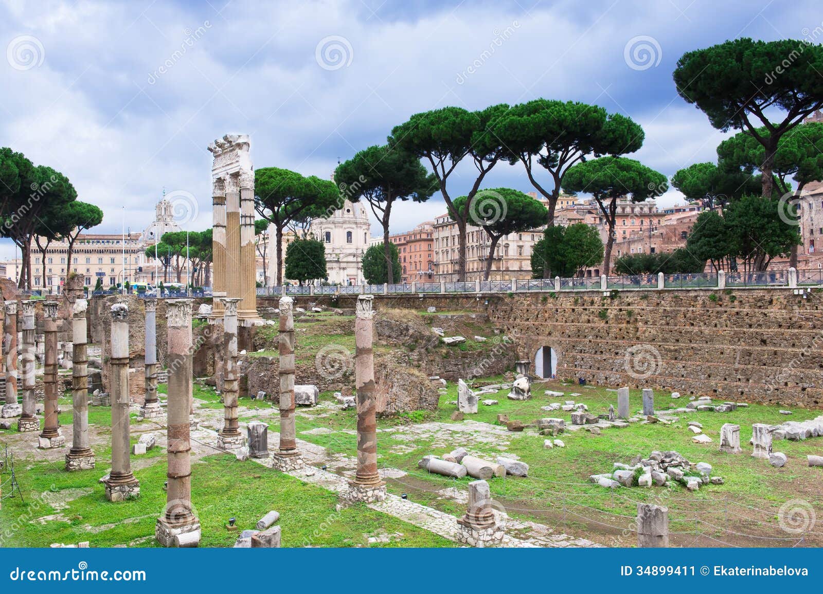 View of Forum of Caesar in Rome Stock Image - Image of monuments ...