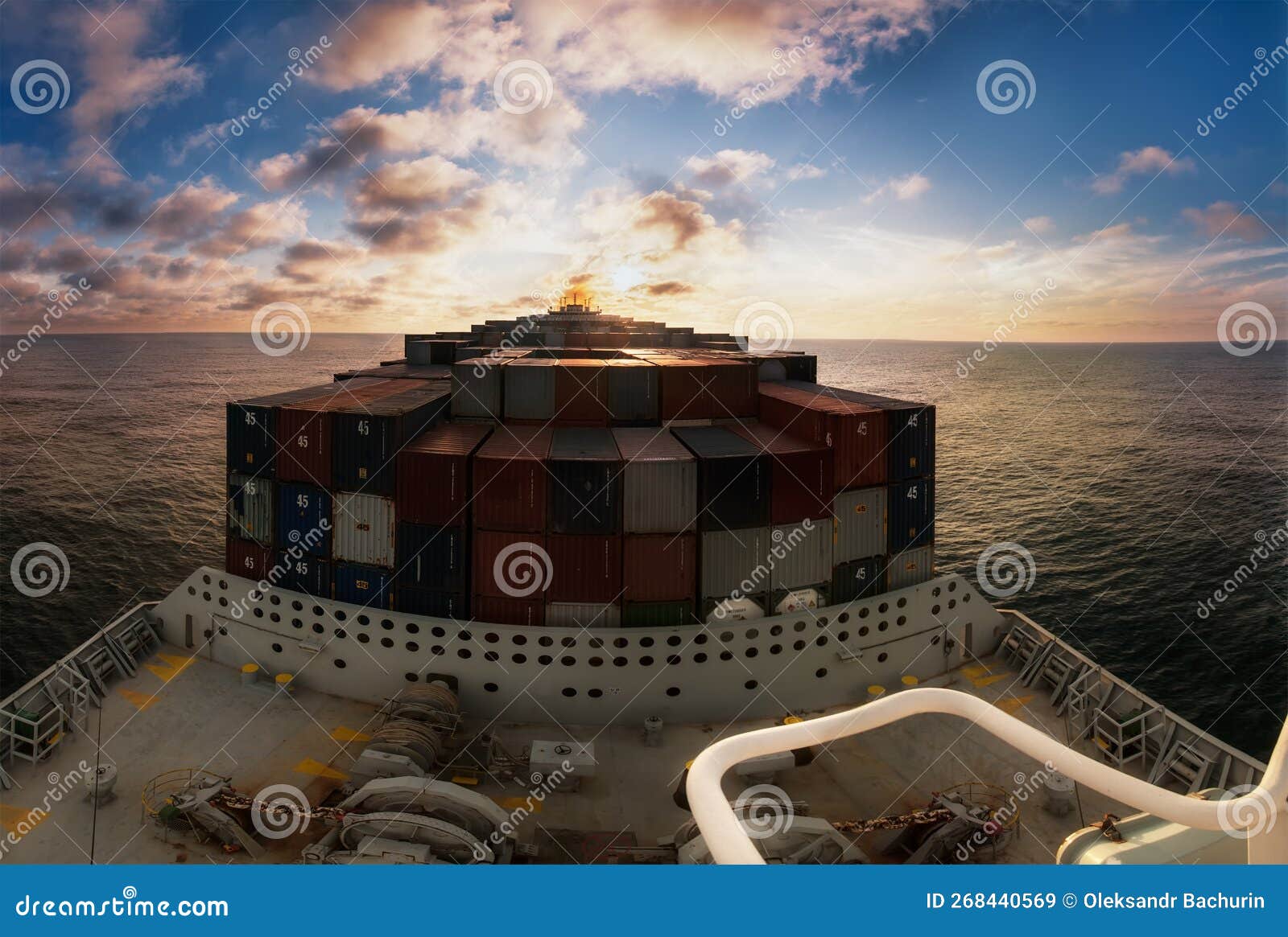 View from the Forward Mast on the Large Container Ship Stock Image ...
