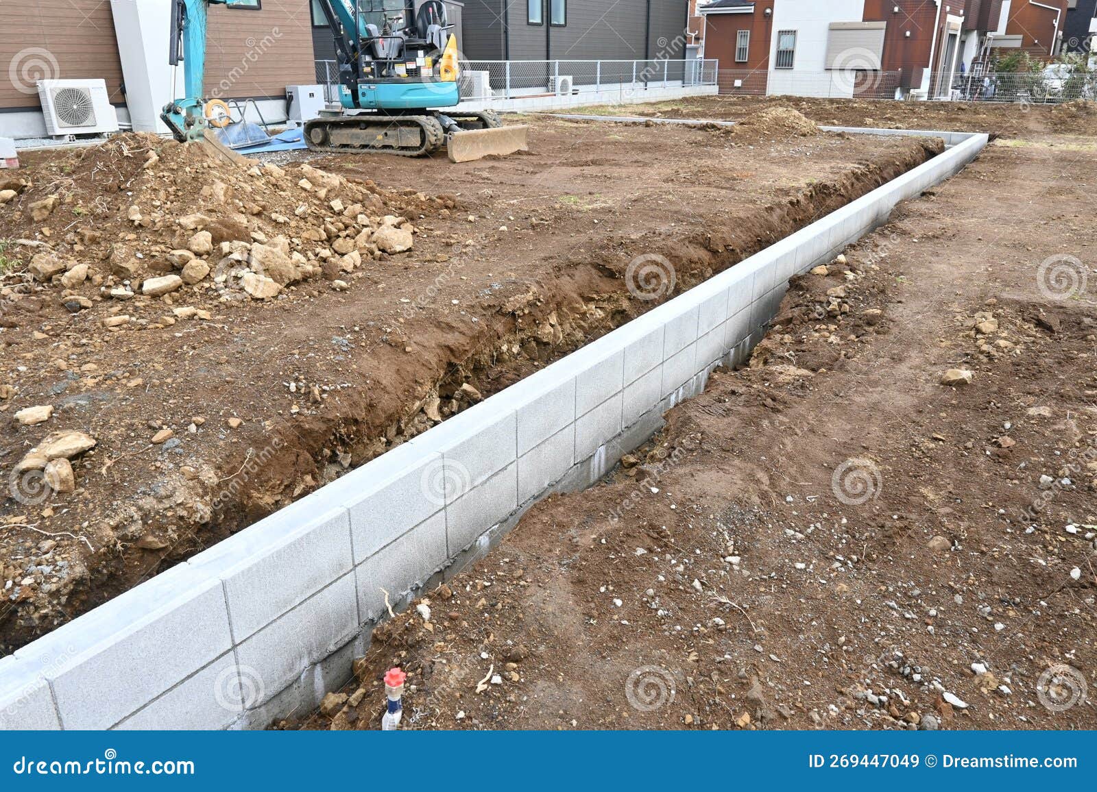 A Foundation Construction Site for a Residential Building. Stock Image ...