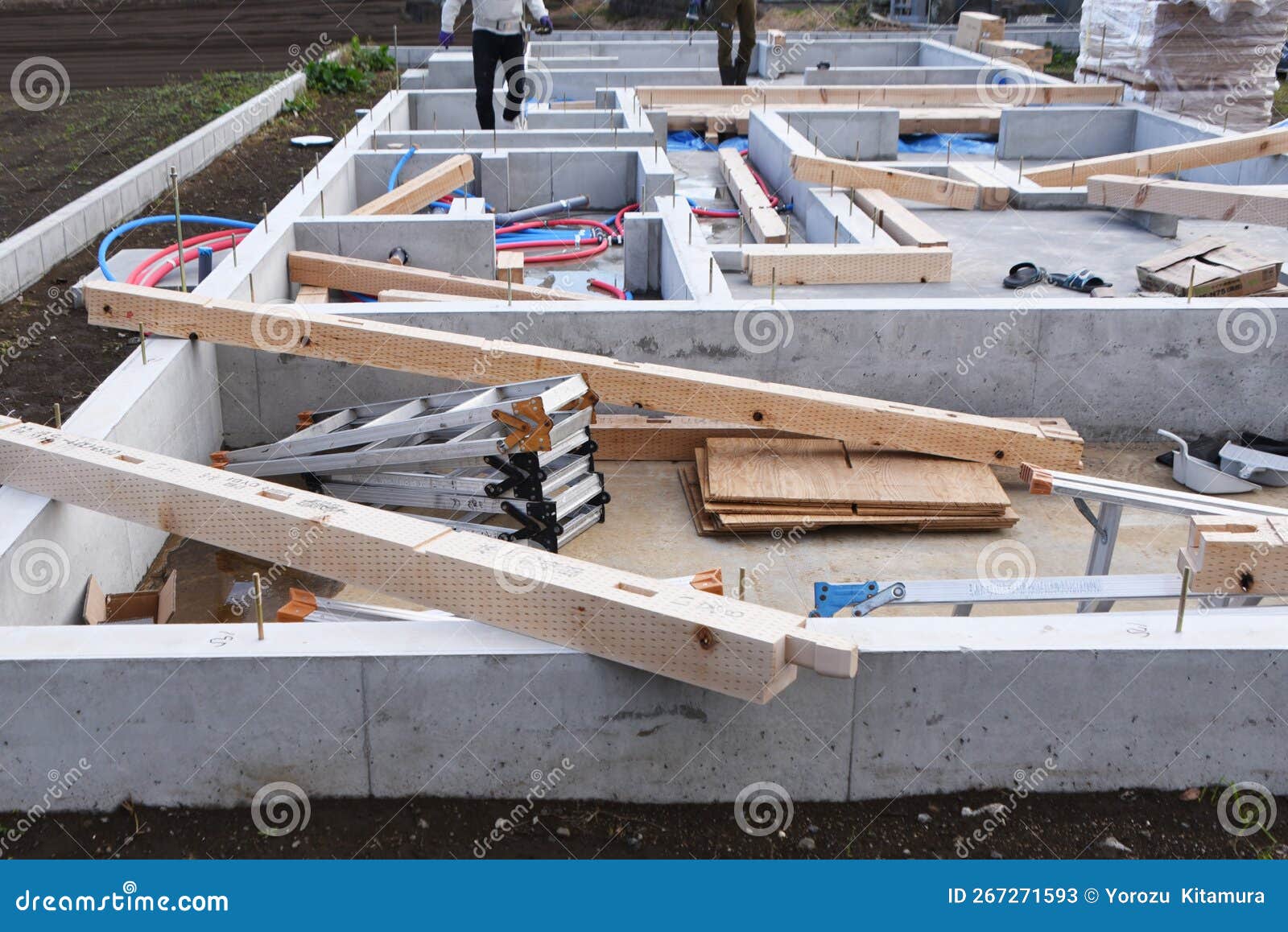 The Foundation Construction Site of a Residential Building. Finishing ...