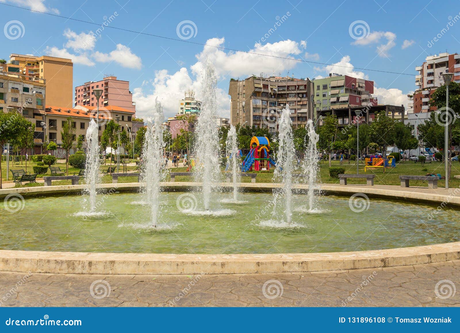 View of the Fountains in Rinia Park Park in Tirana City Center, Albania ... View of the Fountains in Rinia Park Park in Tirana City Center, Albania ...