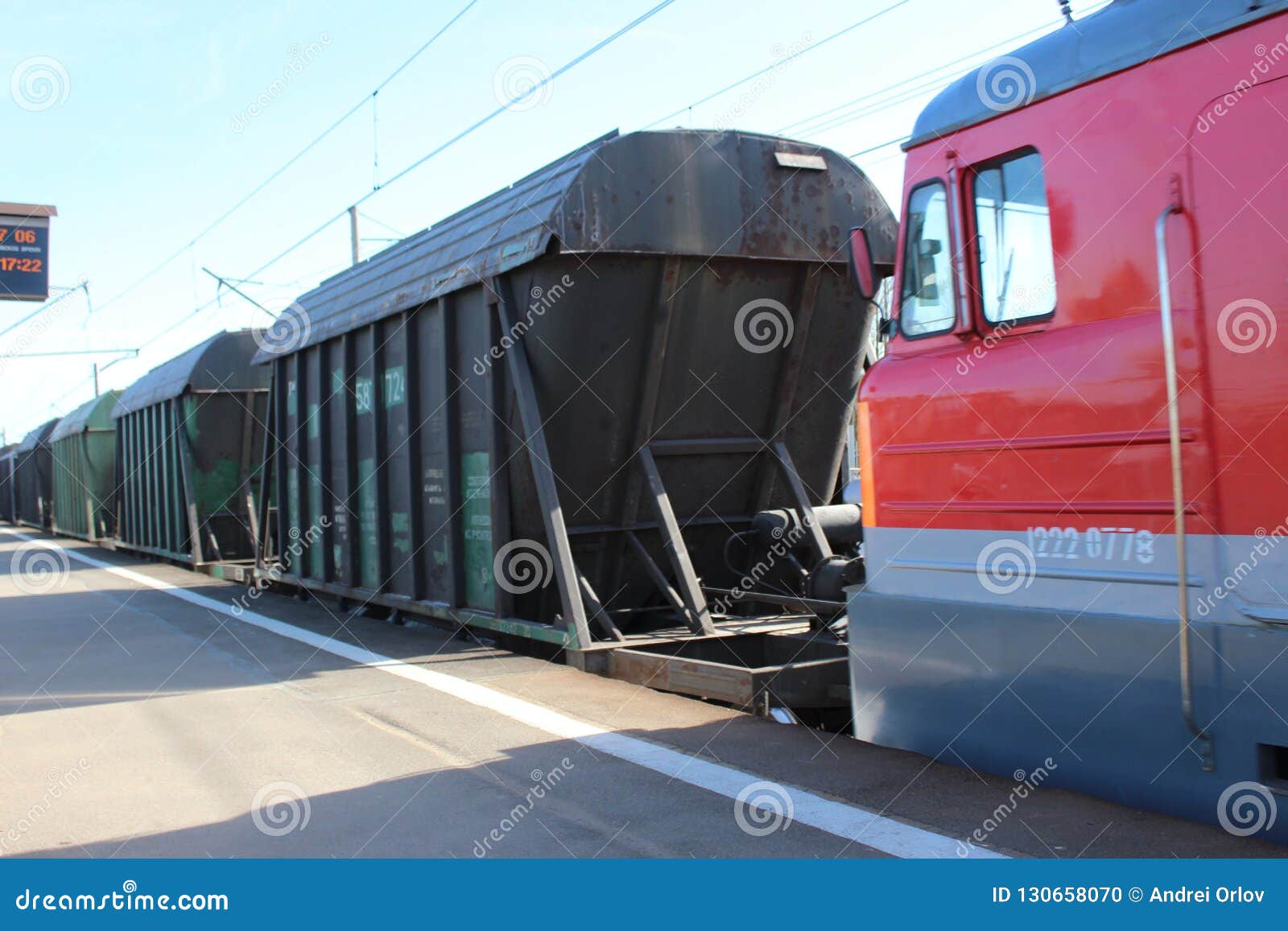 View of Freight Wagons, Passing by Freight Train, from the Platform ...