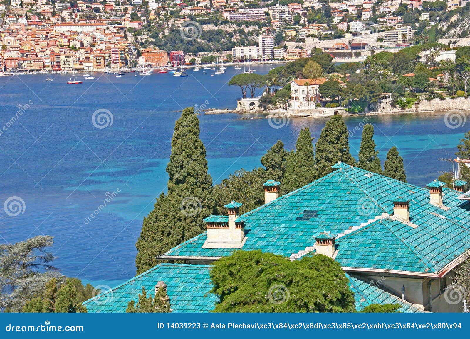 View of french riviera stock image. Image of house, green - 14039223