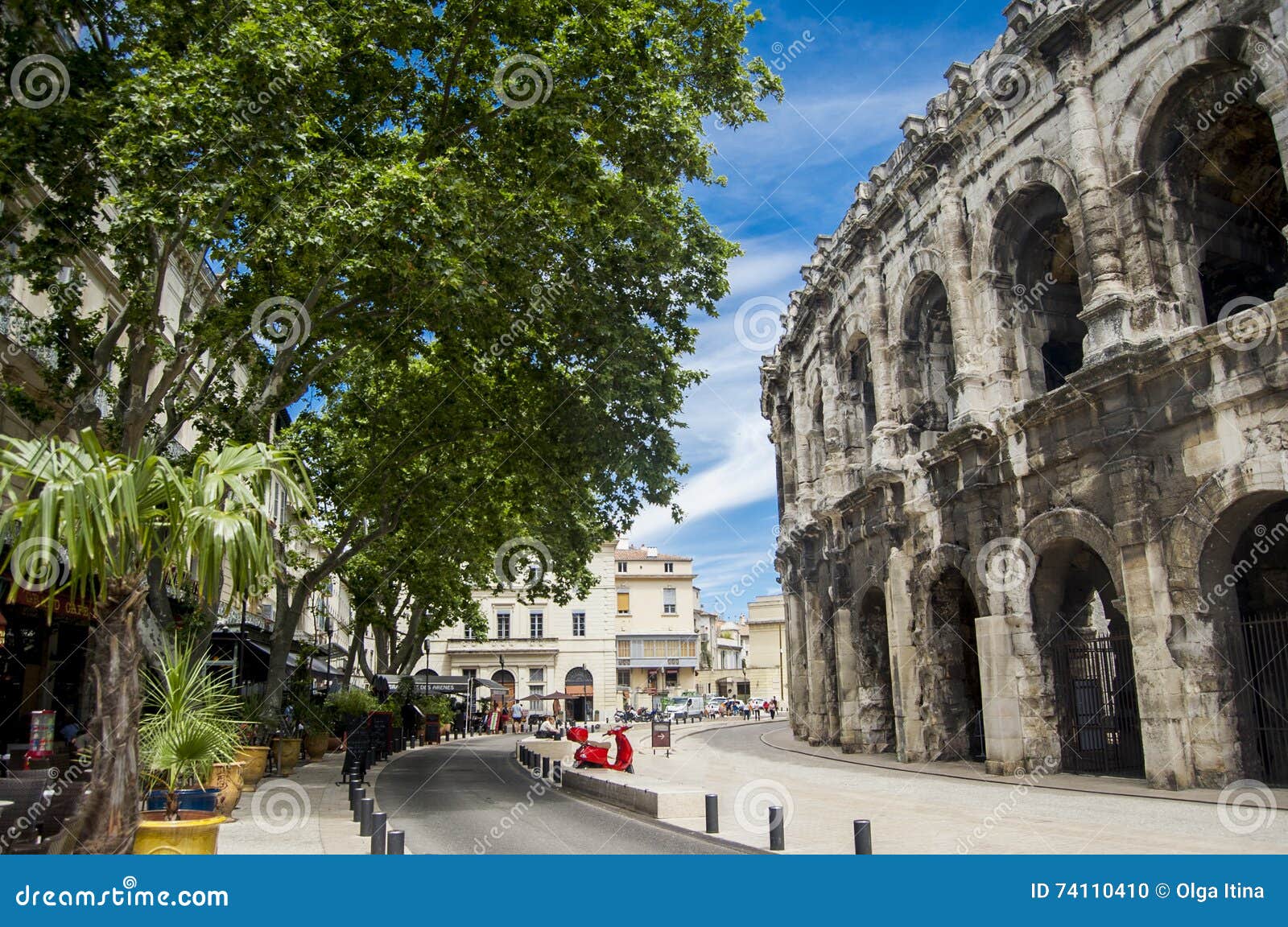 View of French town Nimes editorial image. Image of travel - 74110410