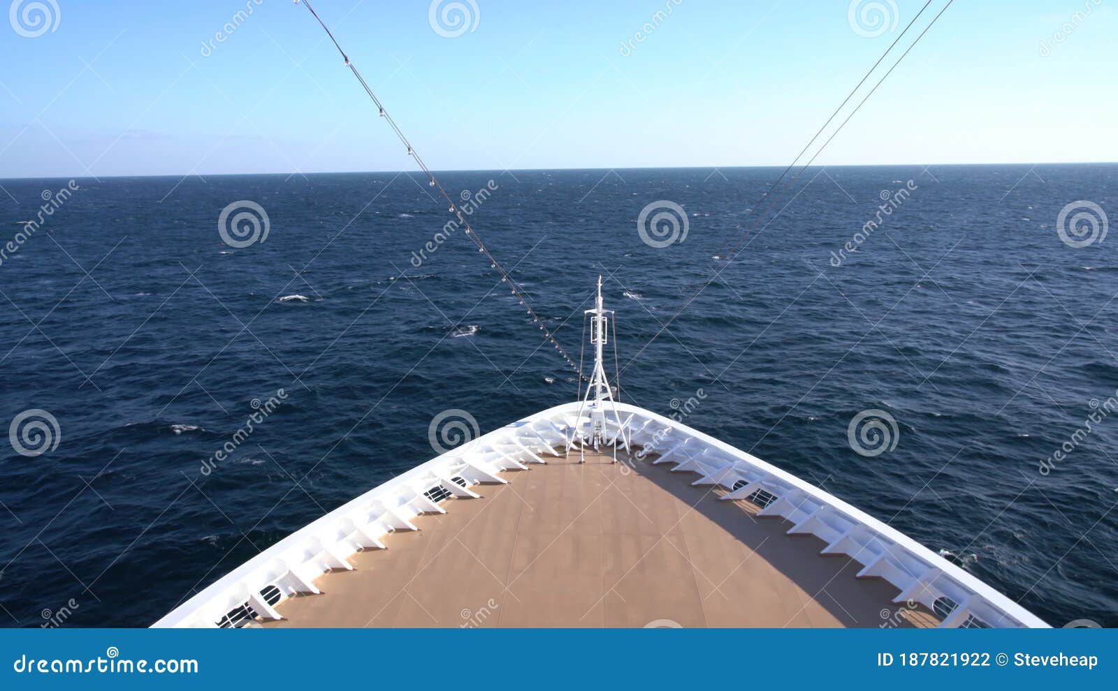 View from Front of Cruise Ship into the Waves and the Destination Stock ...