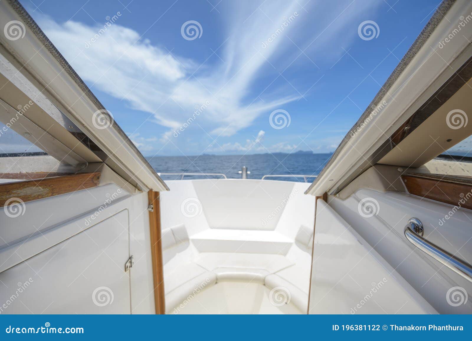 View of Front Luxury Speedboat with a Beautiful Ocean and Mountain in ...