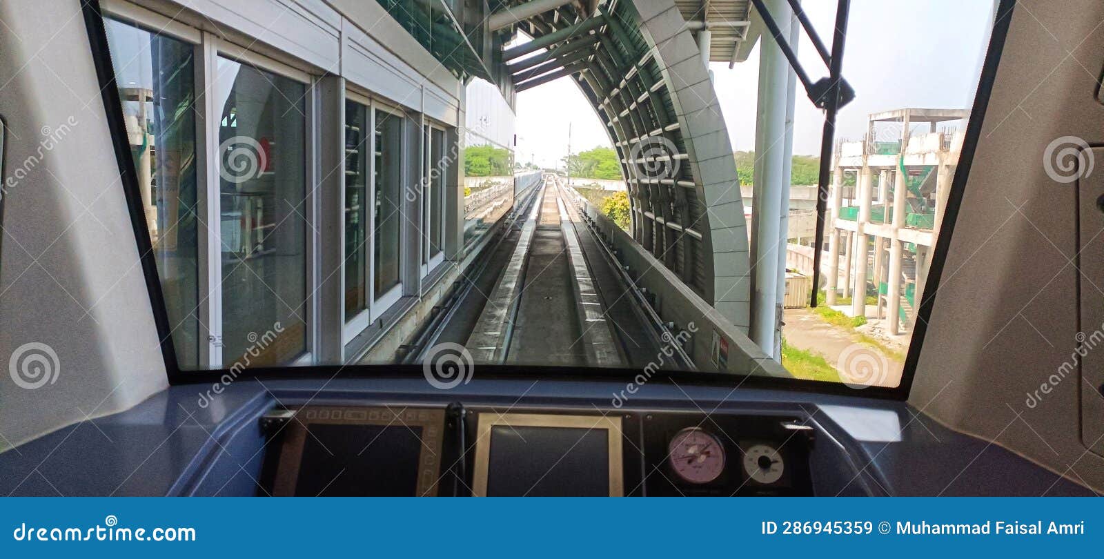 View in Front of the Skytrain Steering Wheel Stock Image - Image of ...