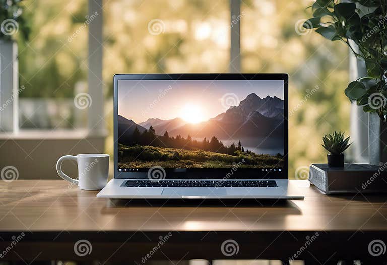 View Front Table Work Screen Blank White Computer Laptop Macbook Mac ...