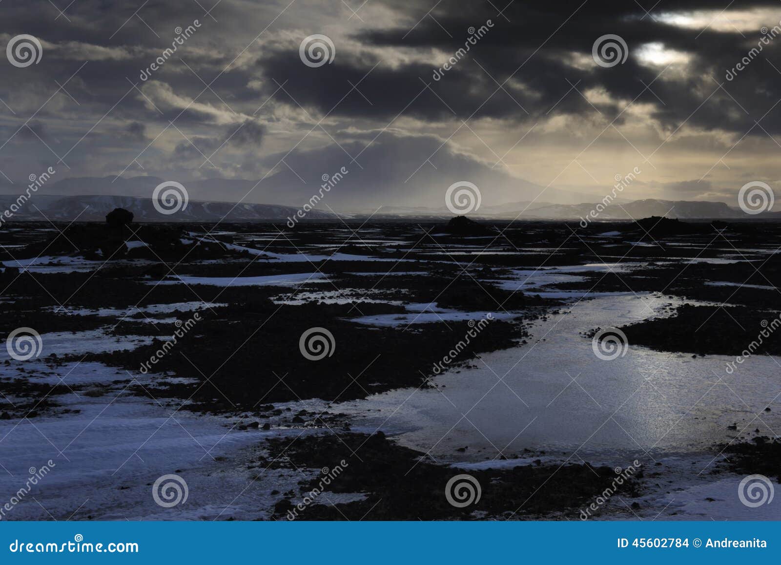 View on a Frozen Volcanic Landscape with Hekla Stock Photo - Image of ...