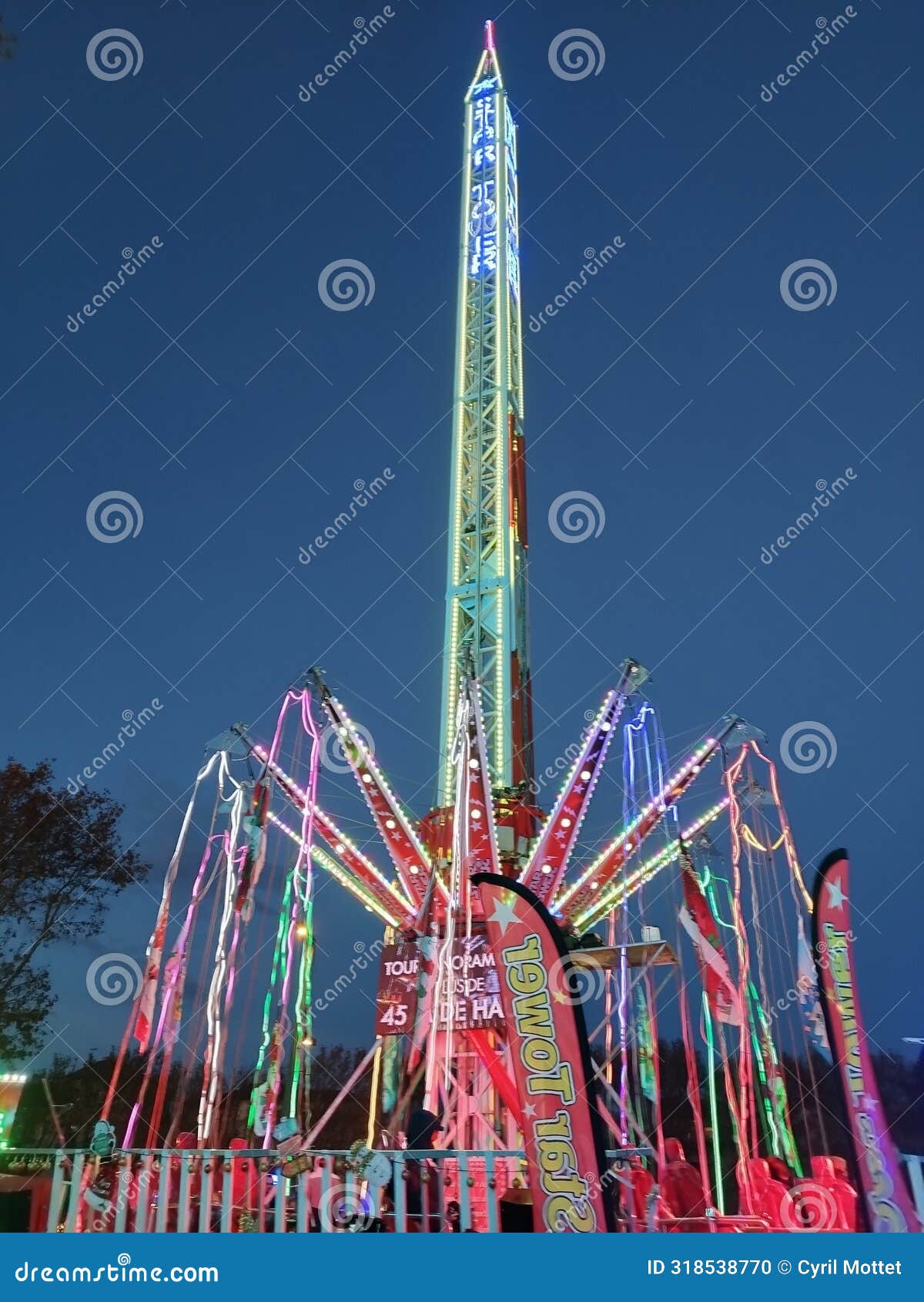 View of a Funfair Attraction Stock Photo - Image of thrill, lights ...