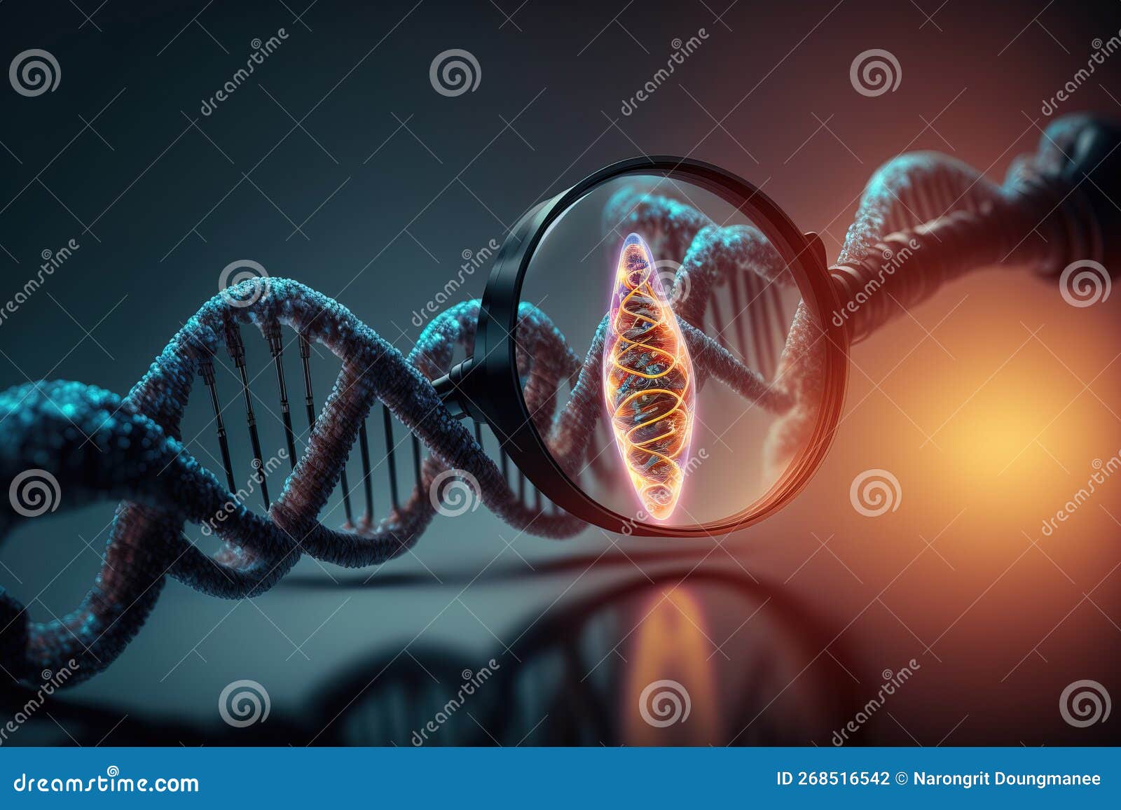 View Future Human DNA Molecules Under The Microscope. Concept Of The ...