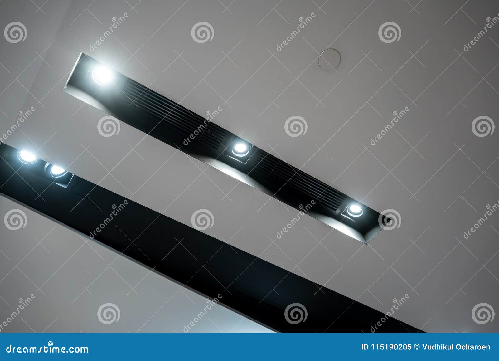View of a Futuristic Ceiling with Lighting Stock Image - Image of grid ...