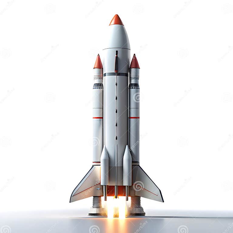 View of Futuristic Space Rocket on White Background Stock Illustration ...