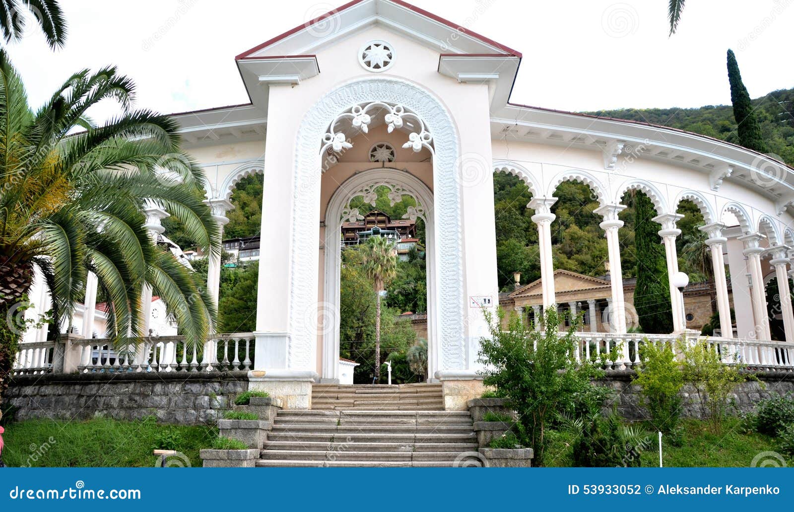 View of the Gagra Colonnade. Gagra Stock Photo - Image of september ...