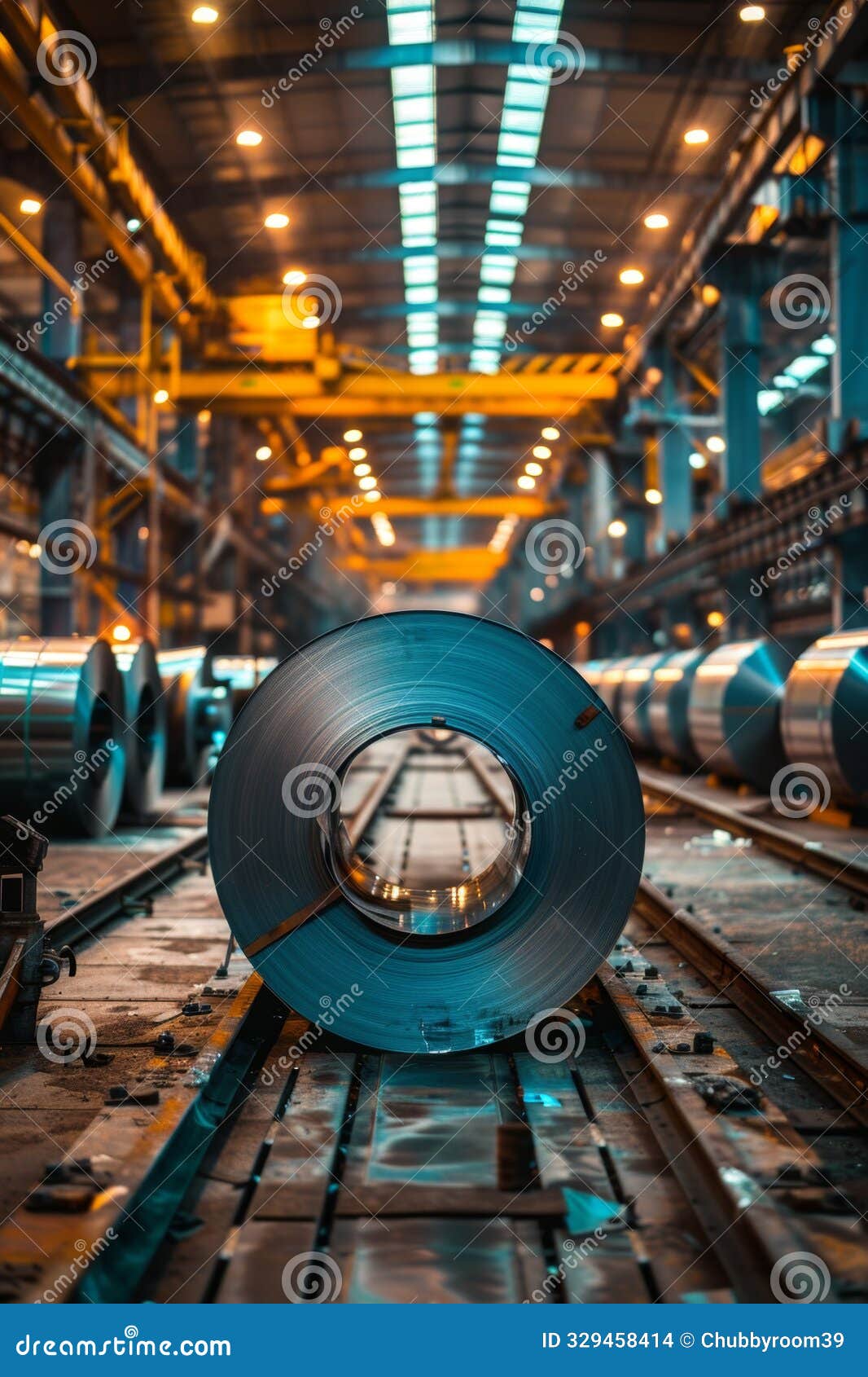 View of Galvanized Steel Coil in Factory Setting, Industrial Production ...