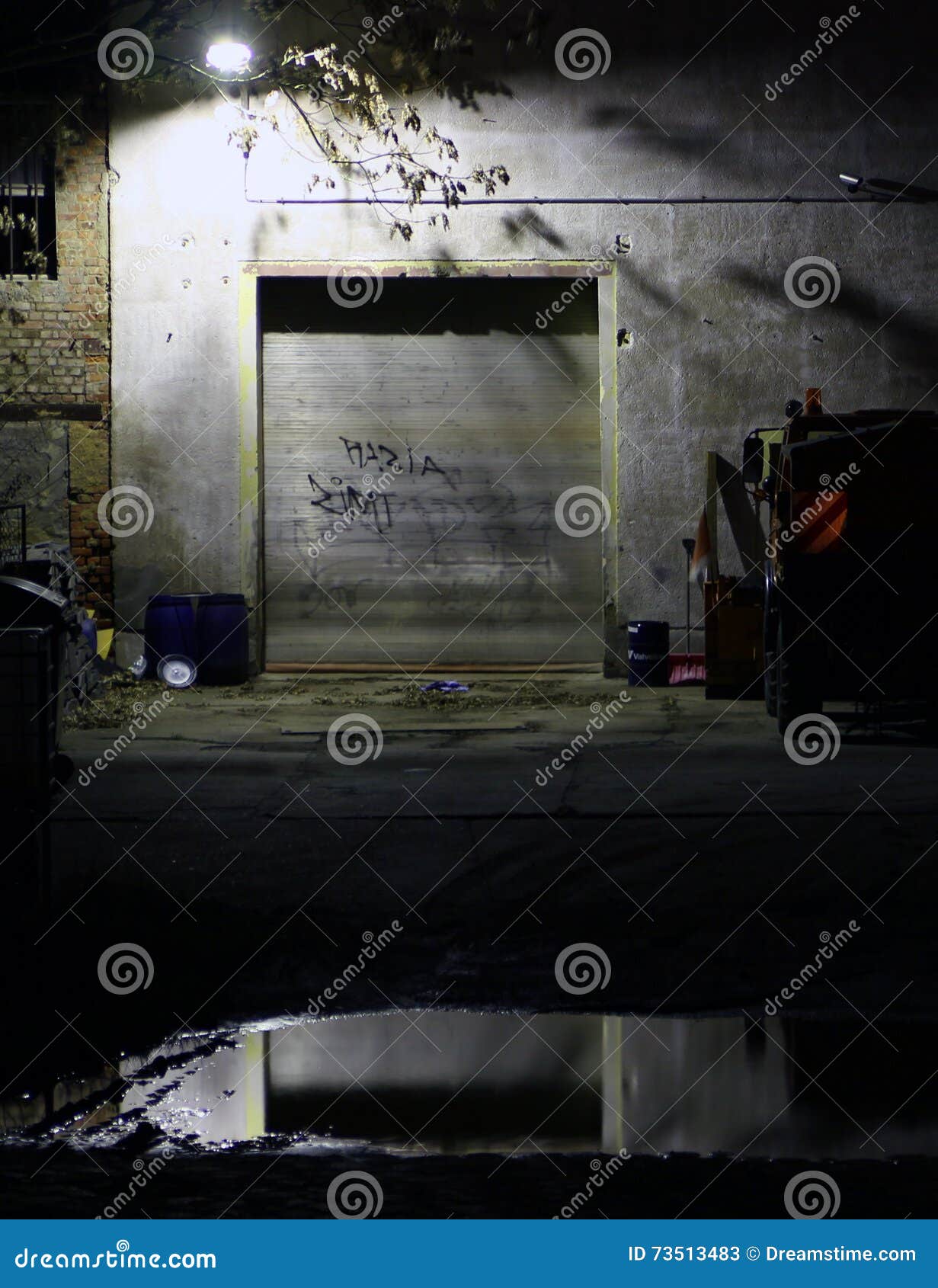 View on a Garage and Vehicle by Night Stock Image - Image of ...
