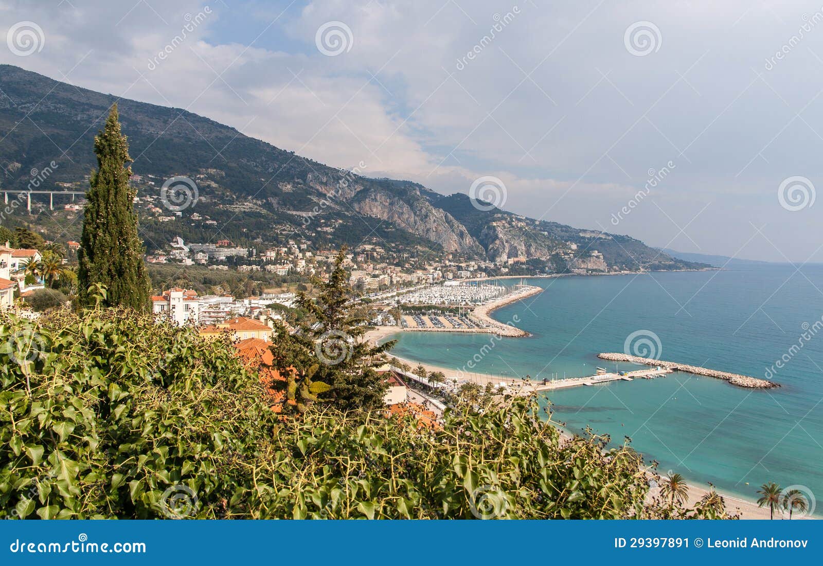 View of Garavan, Menton - French Riviera Stock Image - Image of bridge ...