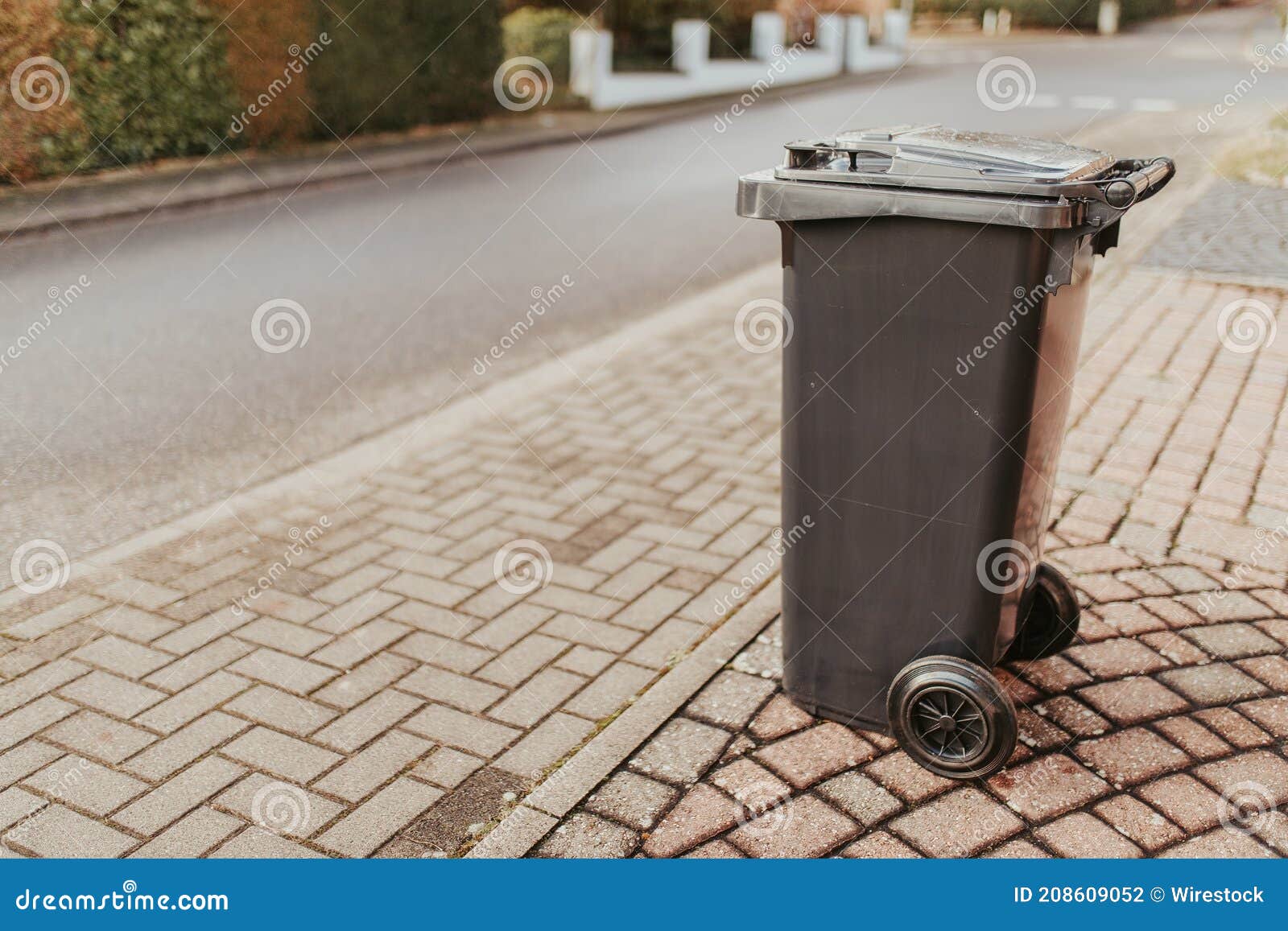 View of a Garbage Container on the Street Pavement Stock Photo - Image ...