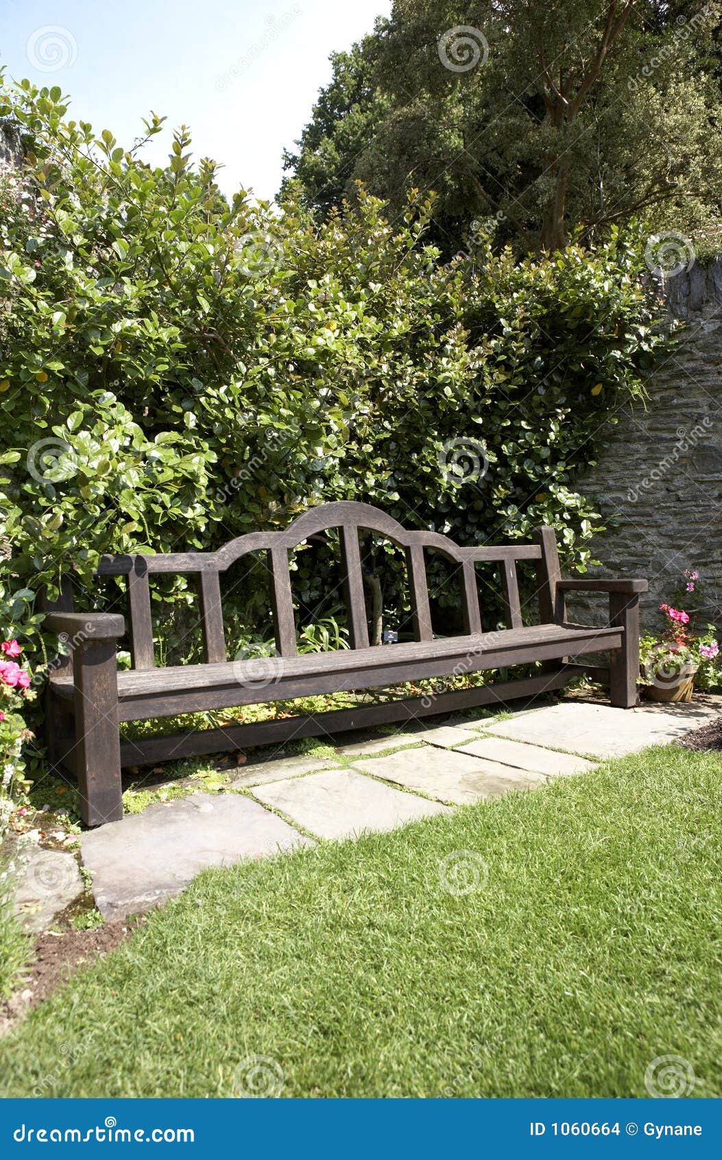View of a garden bench stock photo. Image of peaceful - 1060664