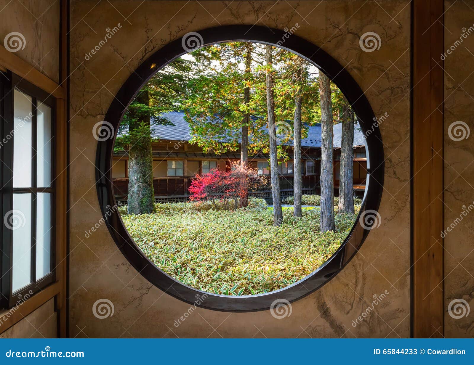 View of a Garden through a Round Window Stock Image - Image of landmark ...