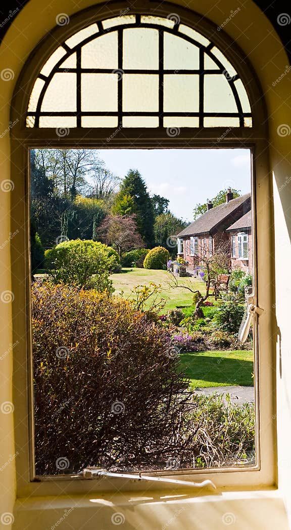 View of Garden through a Window Stock Image - Image of sunlight, garden ...