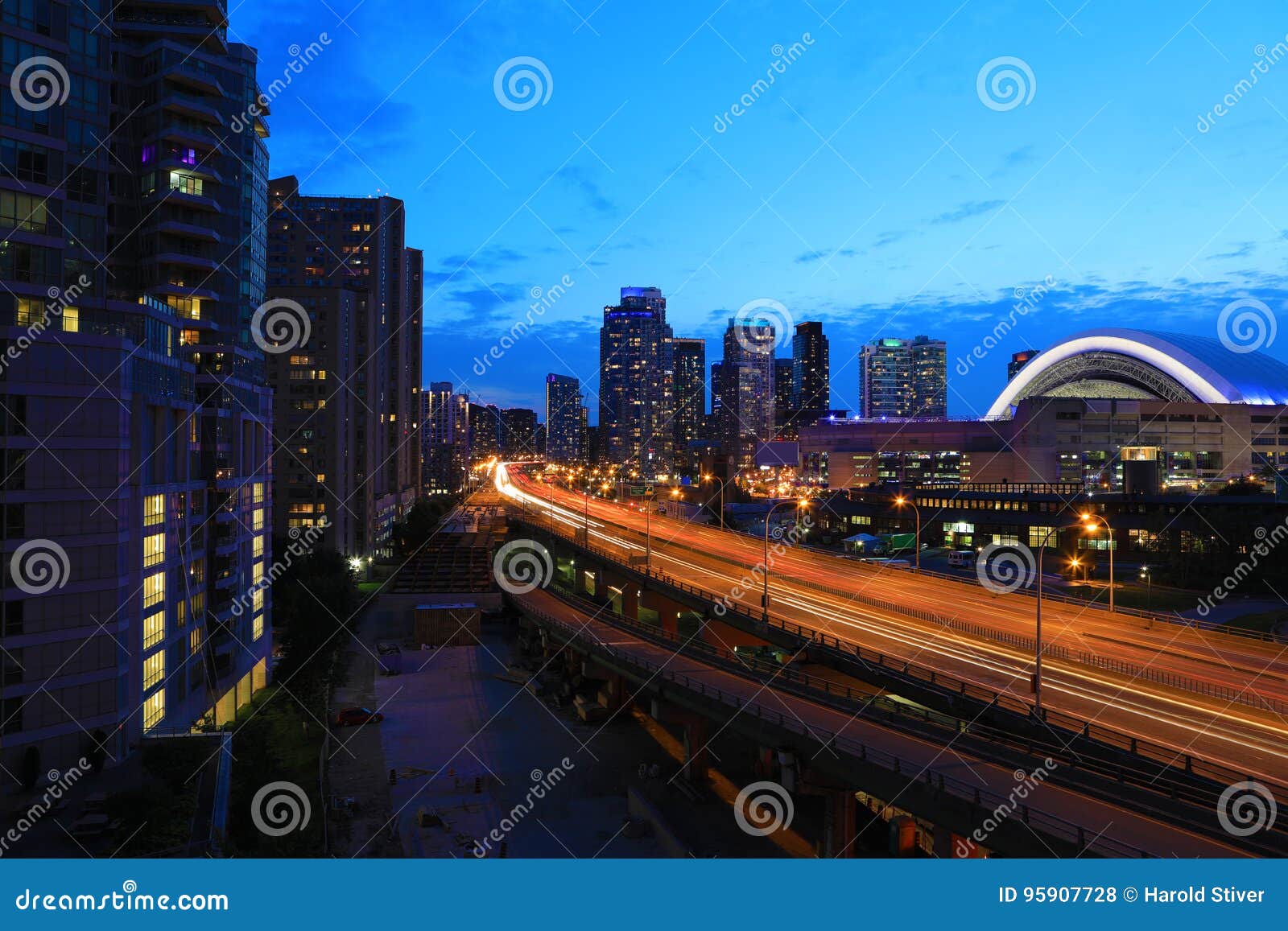 View by the Gardiner Expressway in Toronto, Canada Stock Photo - Image ...