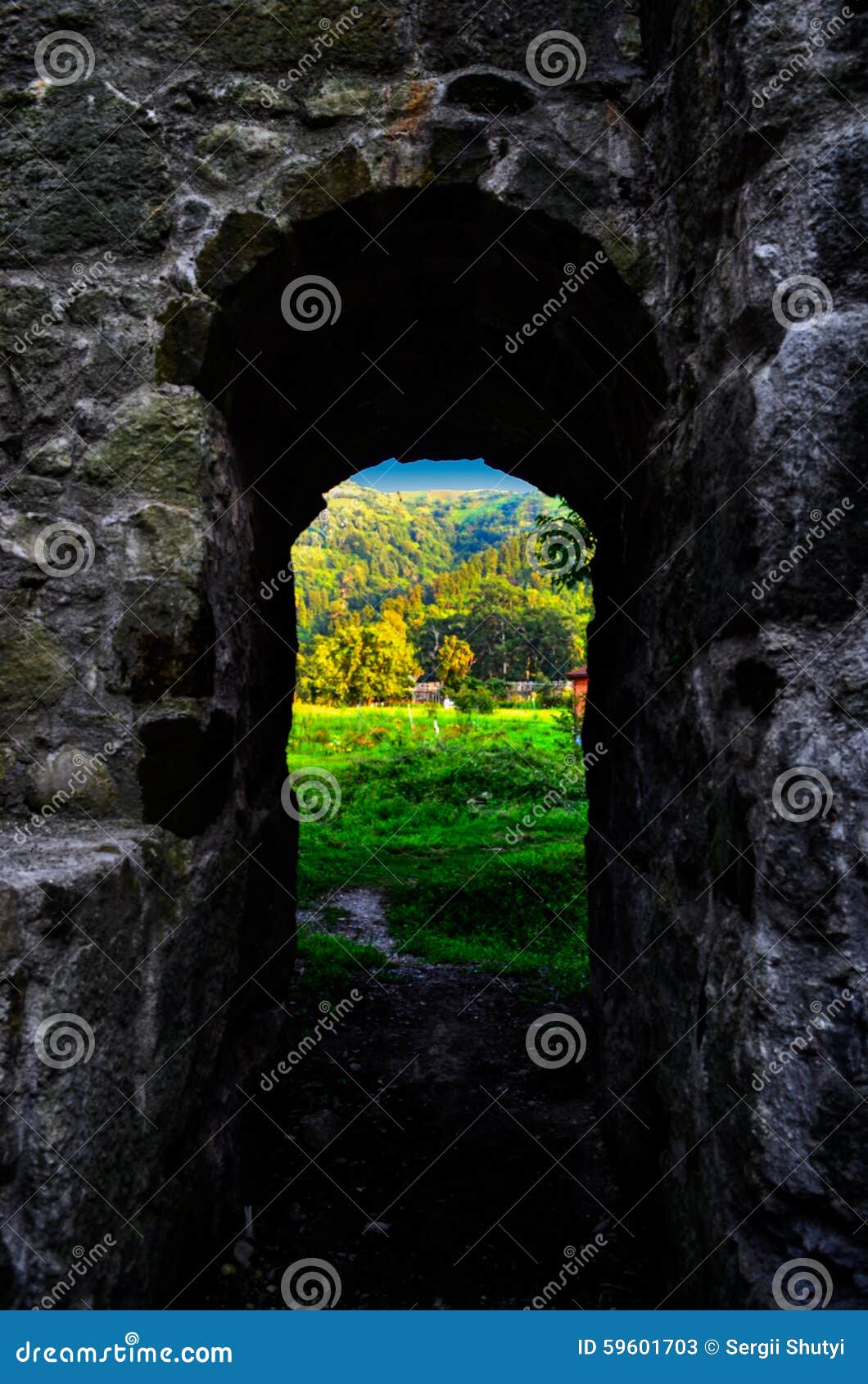 View through a gate stock image. Image of medieval, historical - 59601703