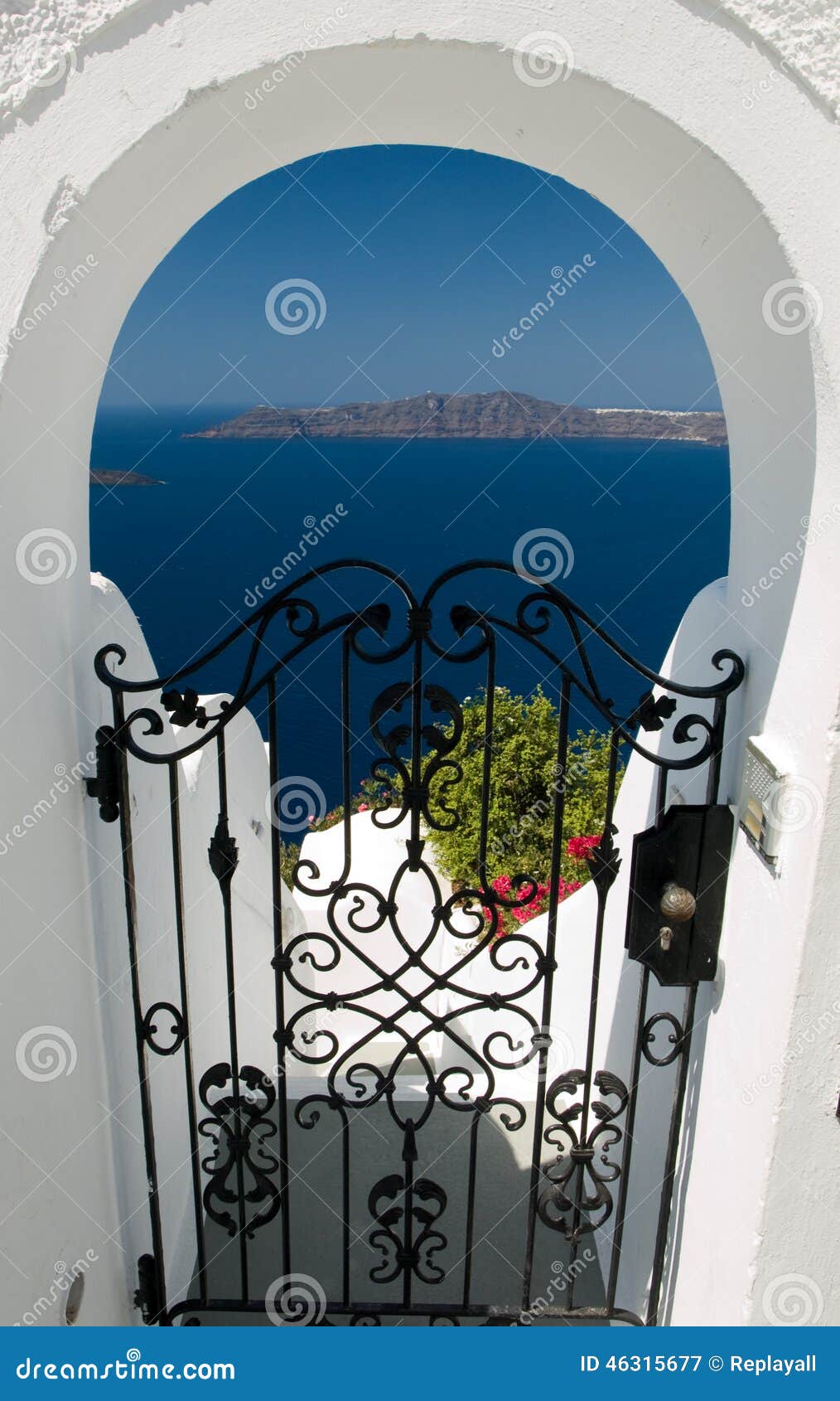 View through a Gate, Santorini, Greece Stock Image - Image of nature ...