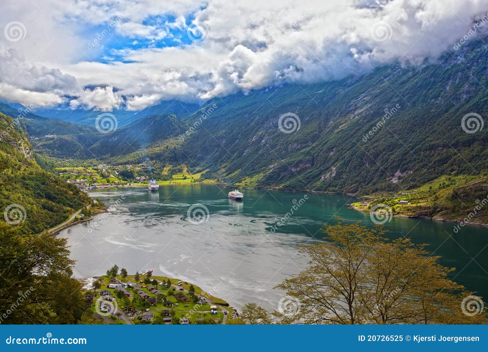 View of Geiranger stock image. Image of rock, flora, cliff - 20726525