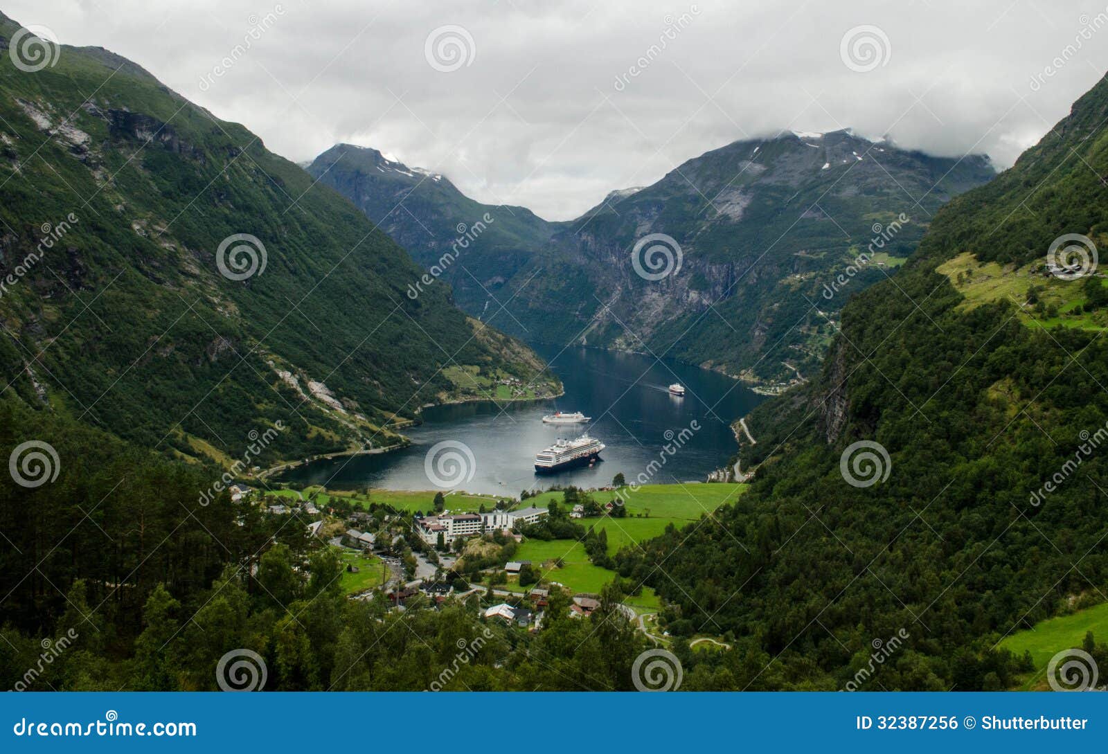View of Geiranger, Norway stock photo. Image of fjord - 32387256
