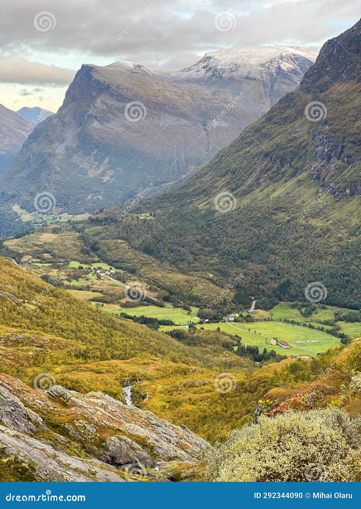 The View of Geiranger Valley Stock Photo - Image of spectacular, fall ...