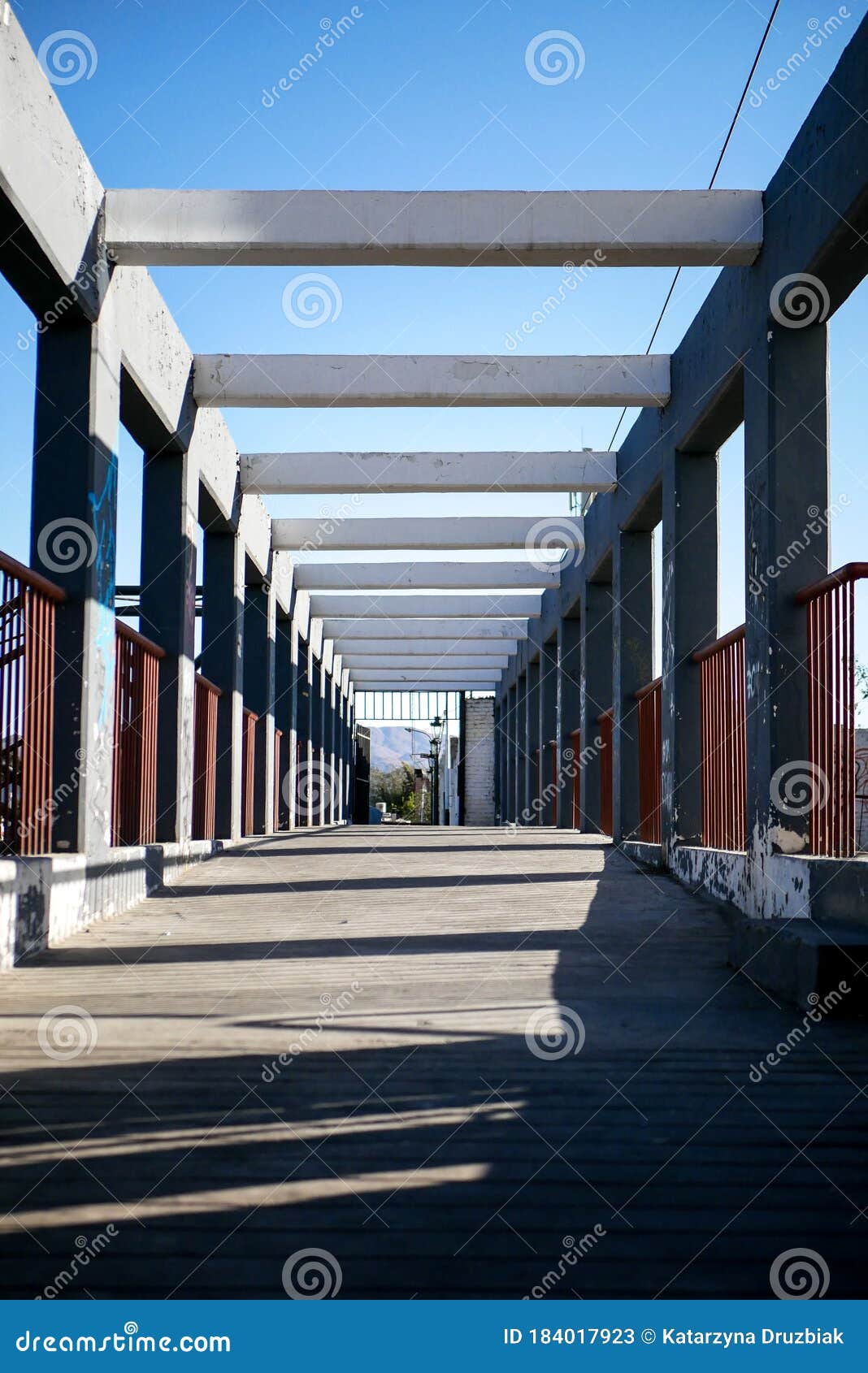 The View through the Geometric and Symmetrical Bridge Structure Stock ...