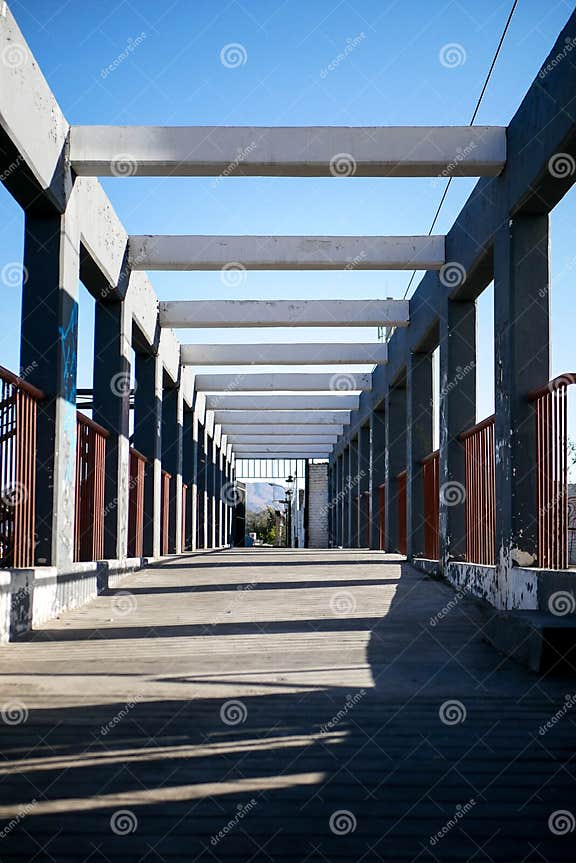 The View through the Geometric and Symmetrical Bridge Structure Stock ...