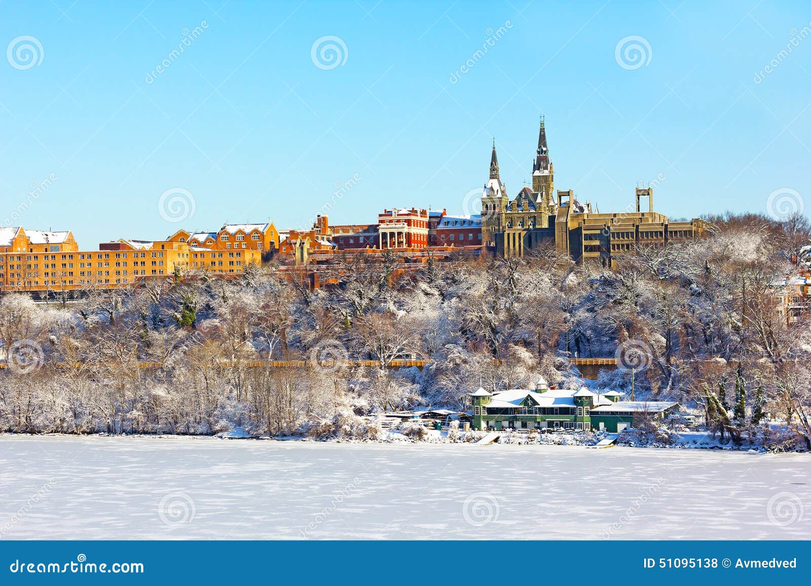 A View on Georgetown University after Snowstorm. Stock Photo - Image of ...