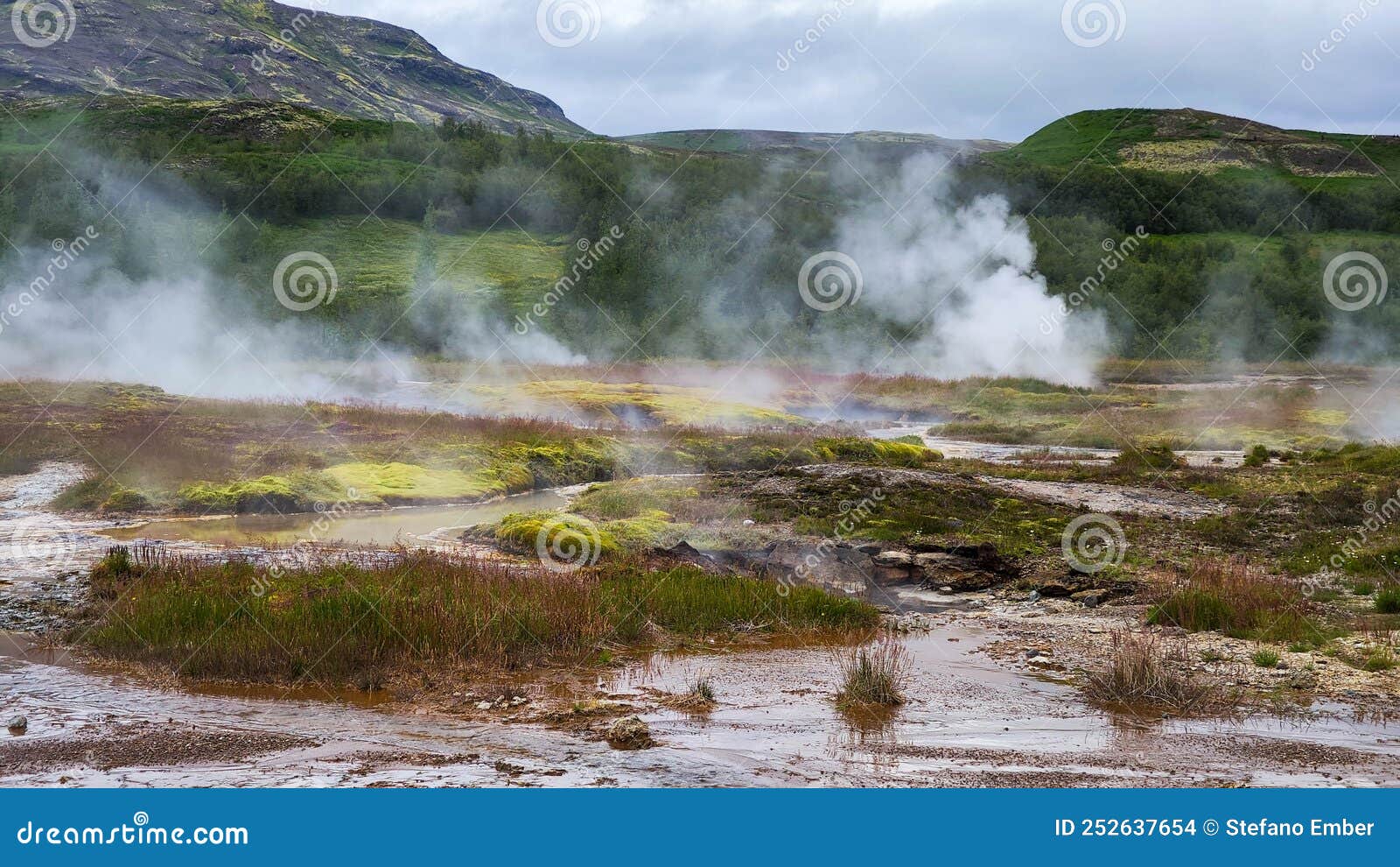 View at the Geothermal Field of Geysir in Iceland Stock Photo - Image ...