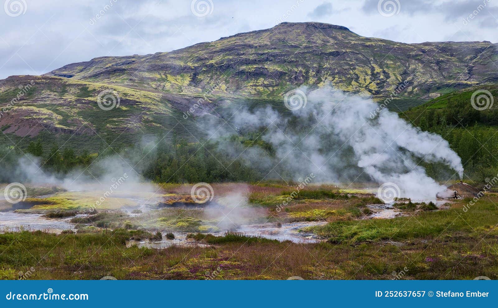 View at the Geothermal Field of Geysir in Iceland Stock Image - Image ...