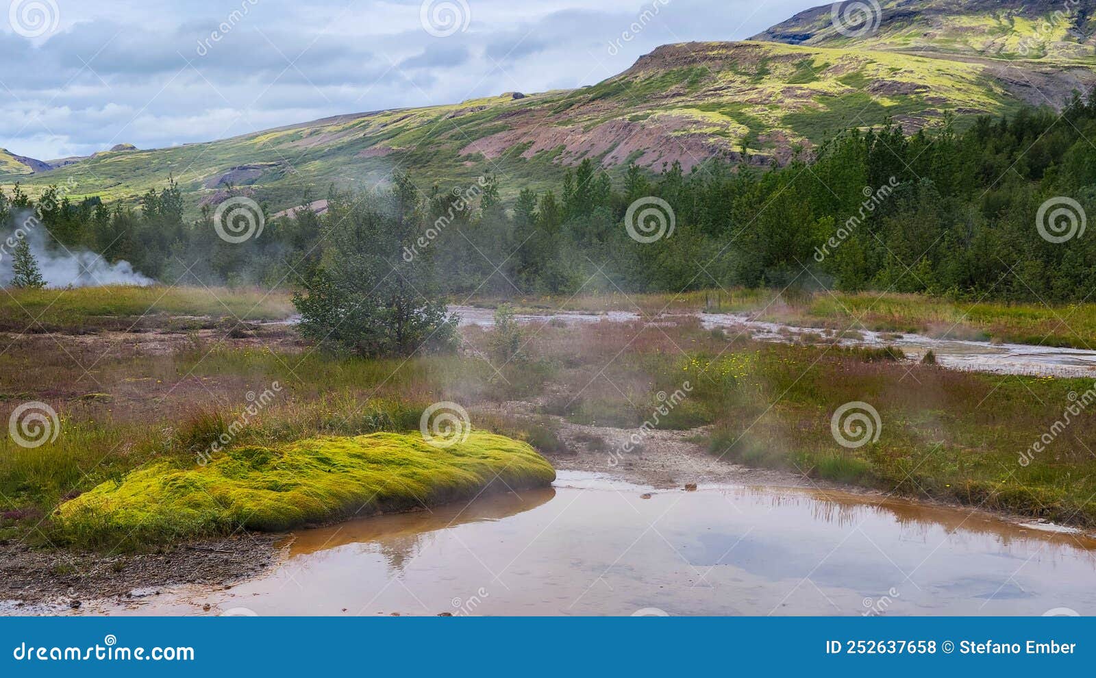 View at the Geothermal Field of Geysir in Iceland Stock Photo - Image ...