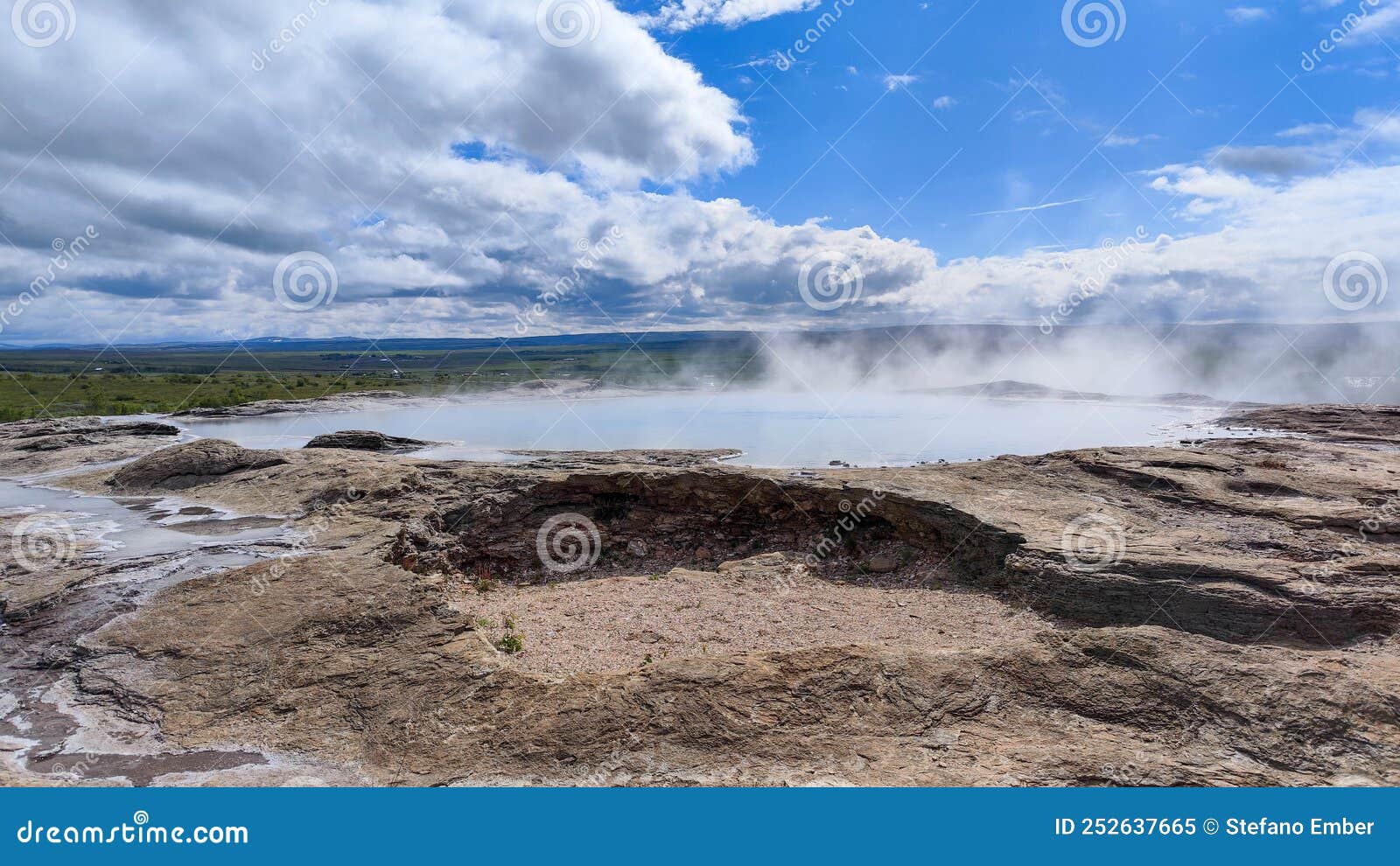 View at the Geothermal Field of Geysir in Iceland Stock Image - Image ...